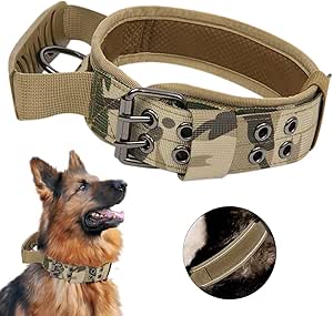 Upgrade Tactical Dog Collar with Control Handle, Soft Padded Nylon Dog ...