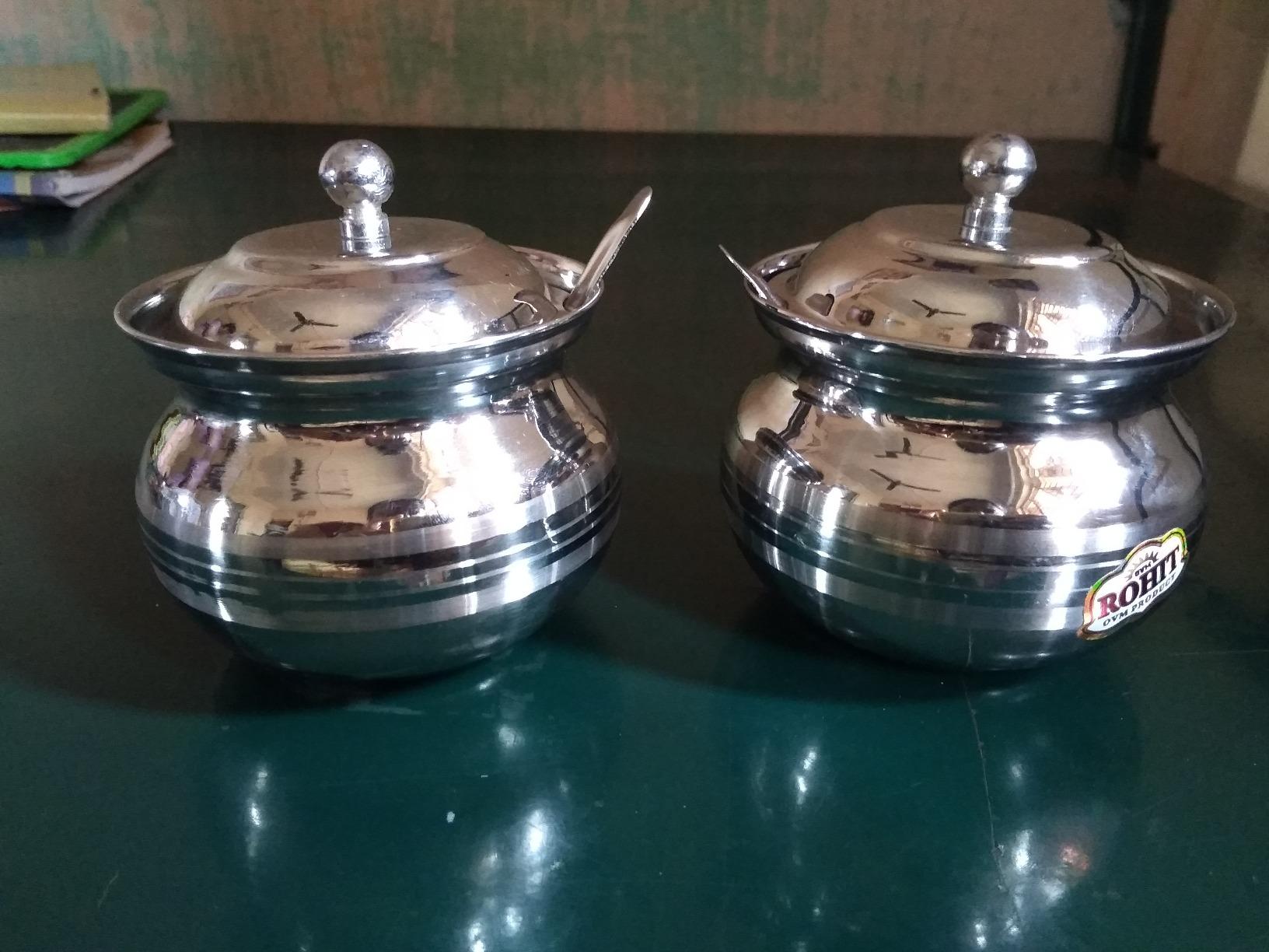 SKARS Stainless Steel Ghee Pot With Lid And Spoon, 200Ml, Pack Of 2 ...