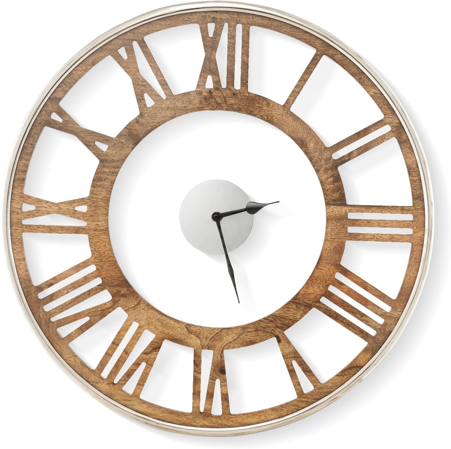 Amazon.com: Goplus Large Wall Clock, 16 Inch Non-Ticking Wooden Quartz ...