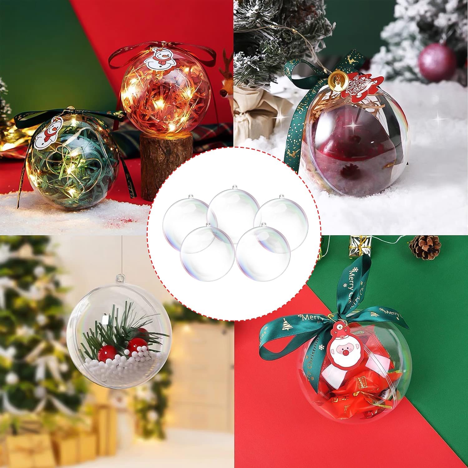 Esferas de adornos de Navidad transparentes, de plástico transparente ...