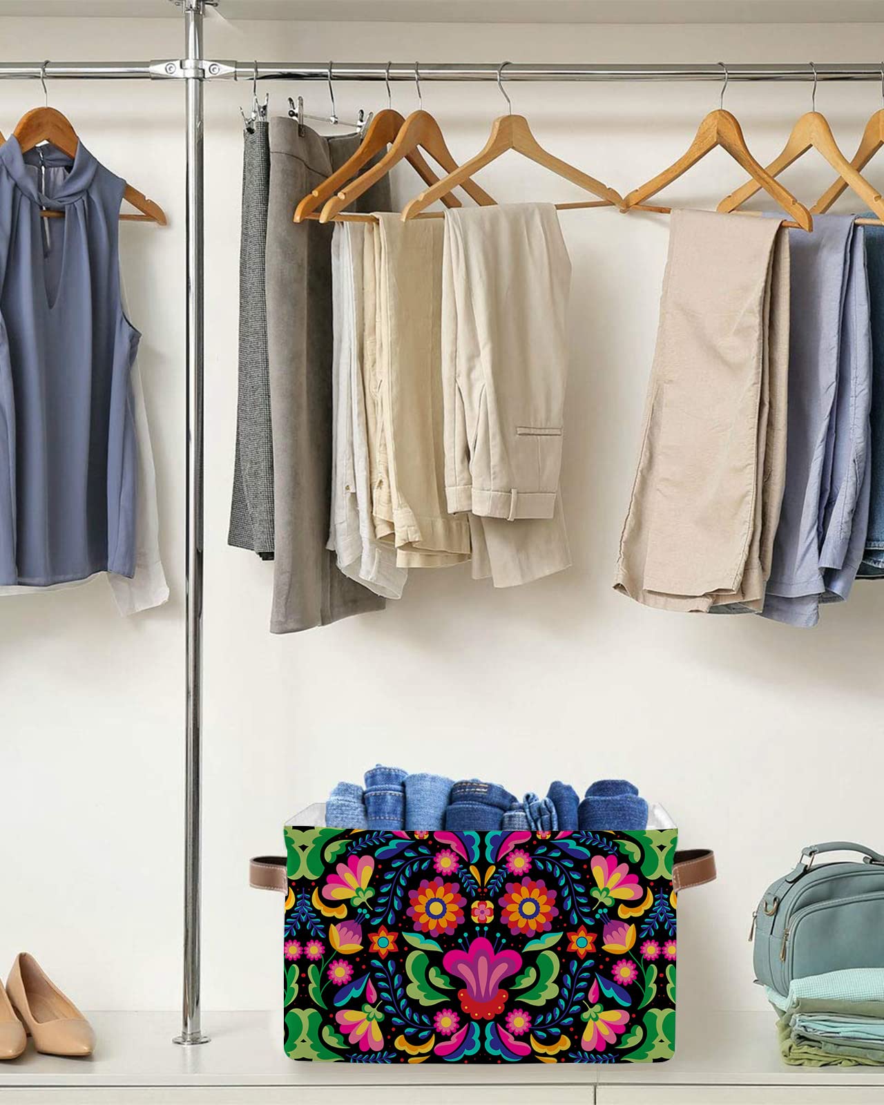Mexican Floral Storage Bins Pattern
