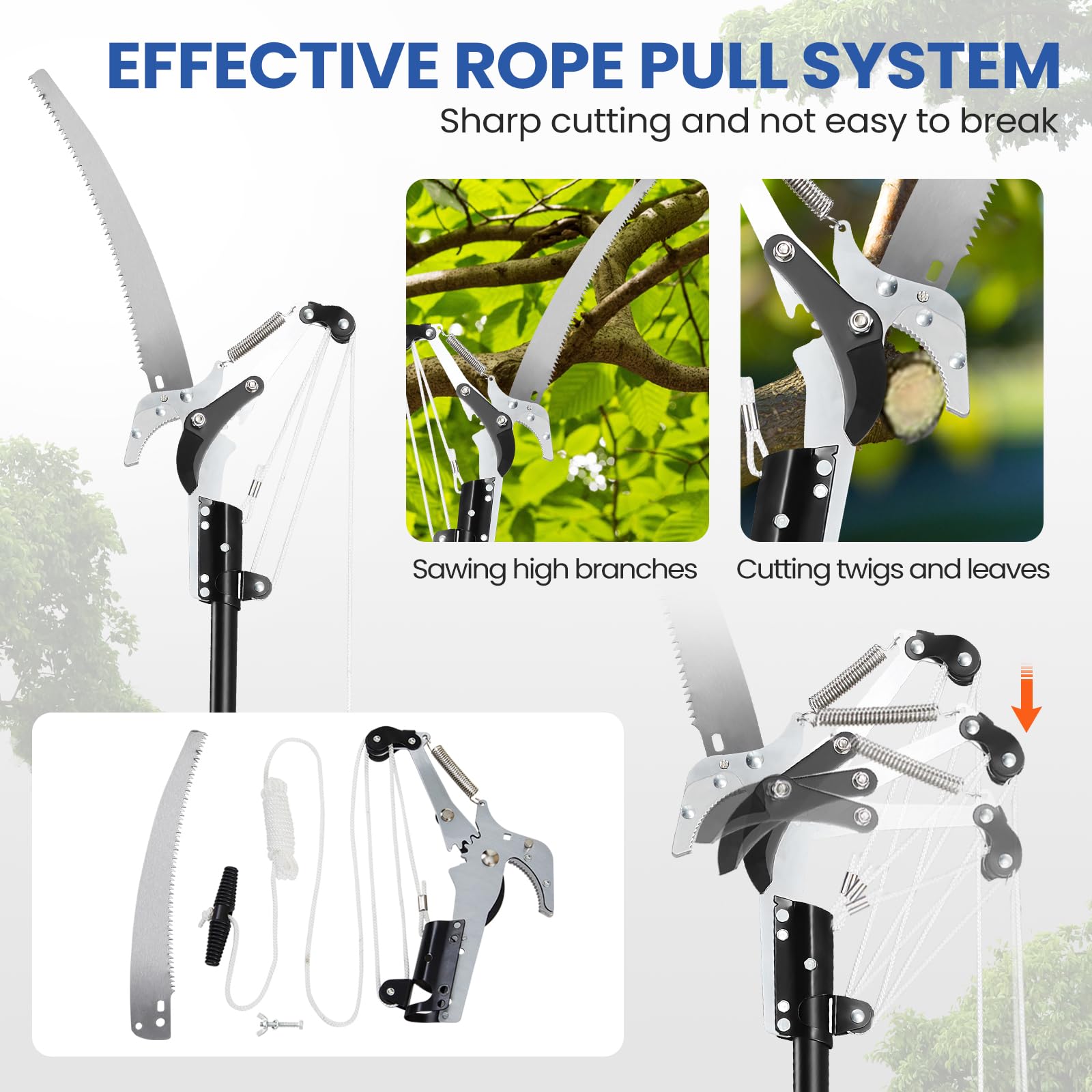 Gas Pole Saws For Tree Trimming Manual Pole Saw, 7.3-27 Ft Extendable ...