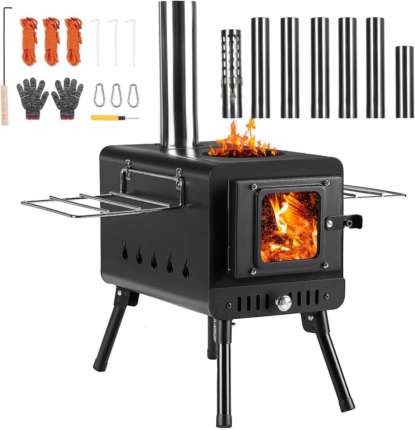 Amazon.com: Camp Tent Stove, Portable Wood Stove - High Efficiency ...