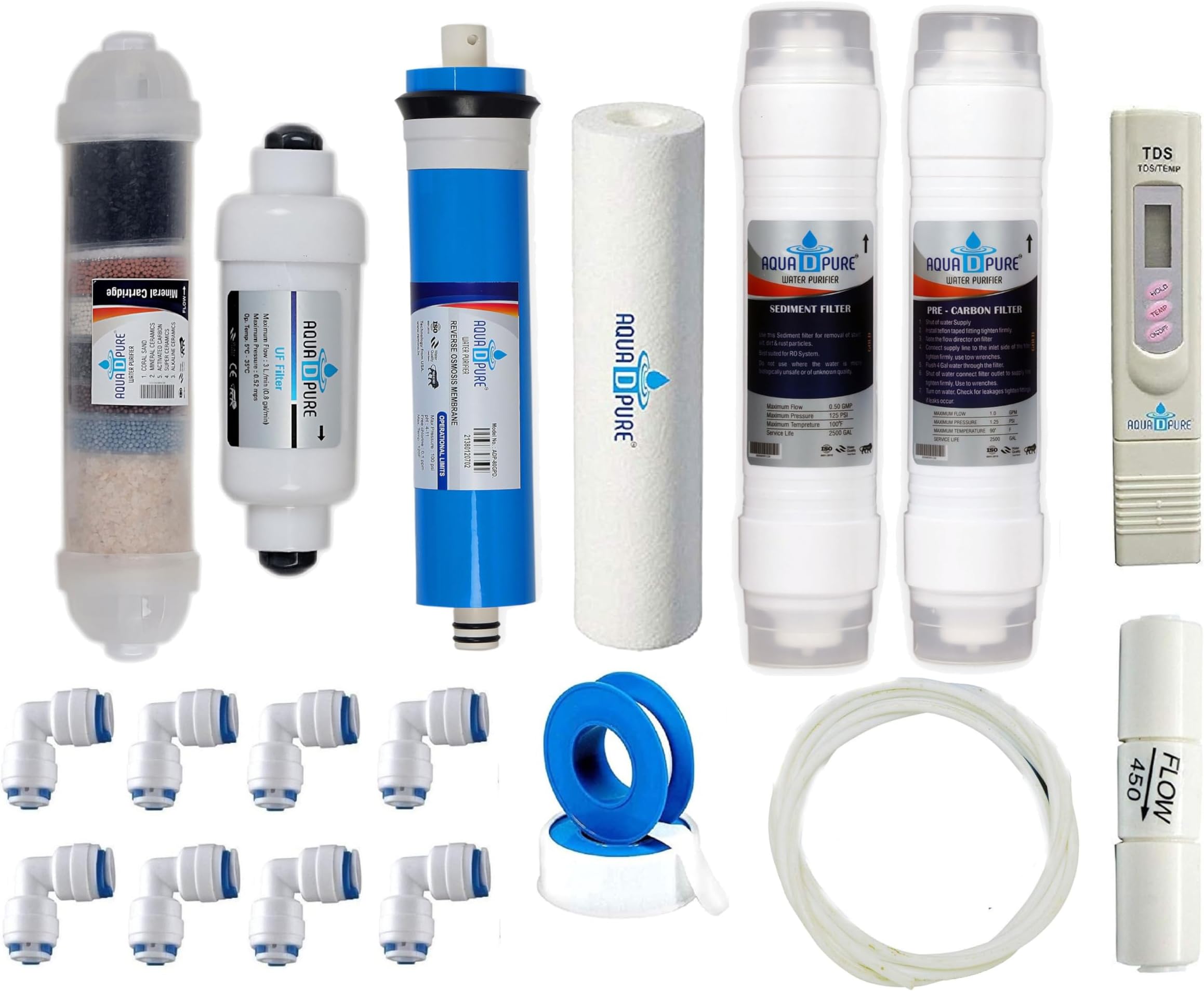 AQUA D PURE Aquadpure Complete Ro Purifier Filter Service Kit Of 80 Gpd ...