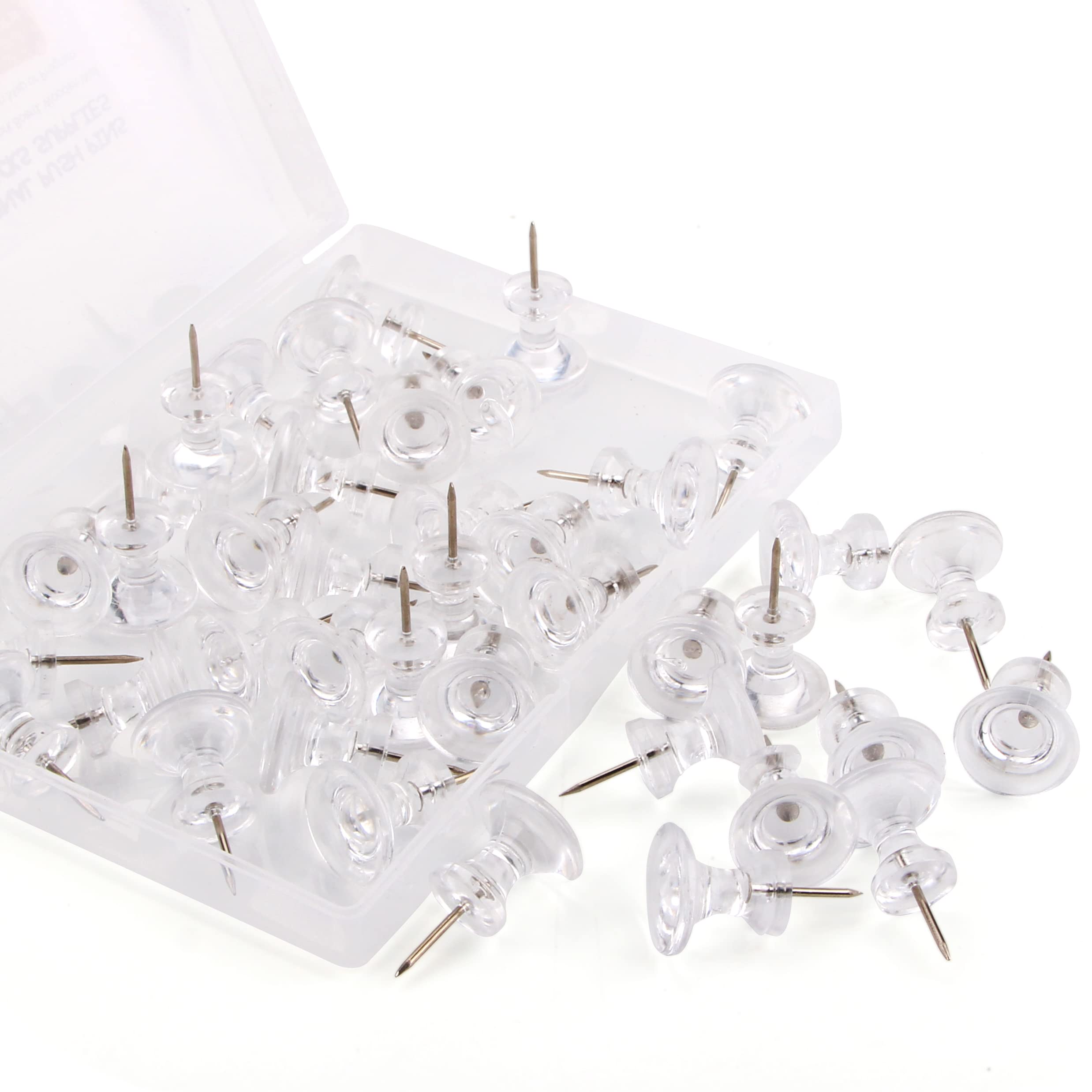 Snapklik.com : Yalis Giant Push Pins 40 Pieces Clear Thumb Tacks Steel ...