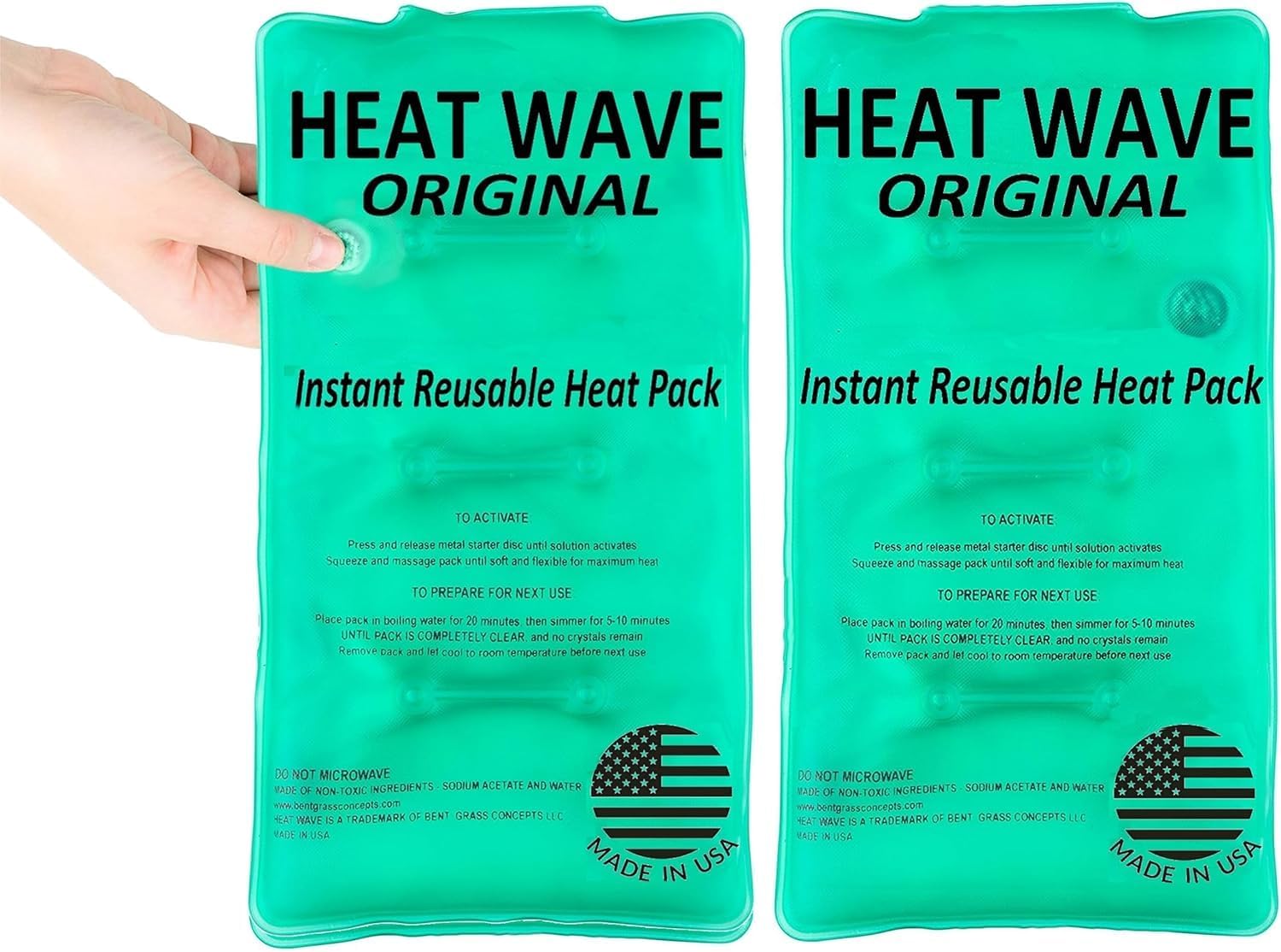 Amazon.com: Made in USA: HEAT WAVE Instant Reusable Heat Packs – 2 ...