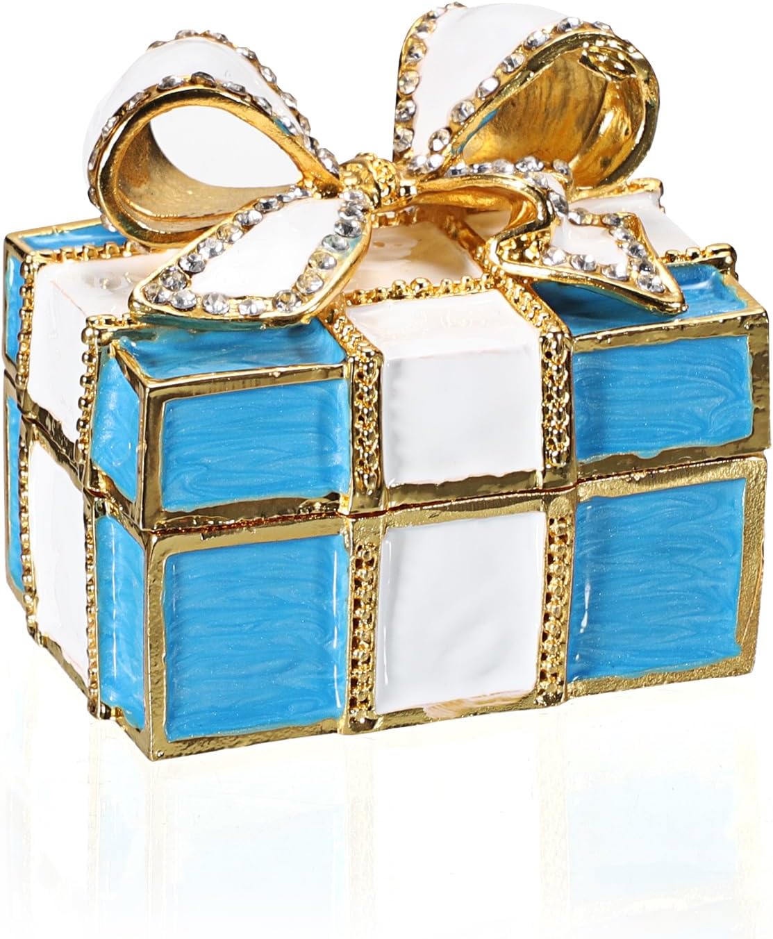 Amazon.com: Hipiwe Mini Metal Jewelry Box Blue Bow-knot Hinged Trinket ...