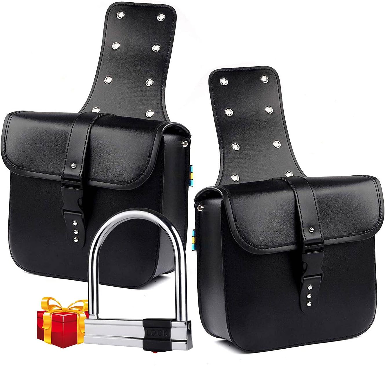 1 Pair Motorcycle Side Saddlebags PU Leather Waterproof Sanddlebag ...