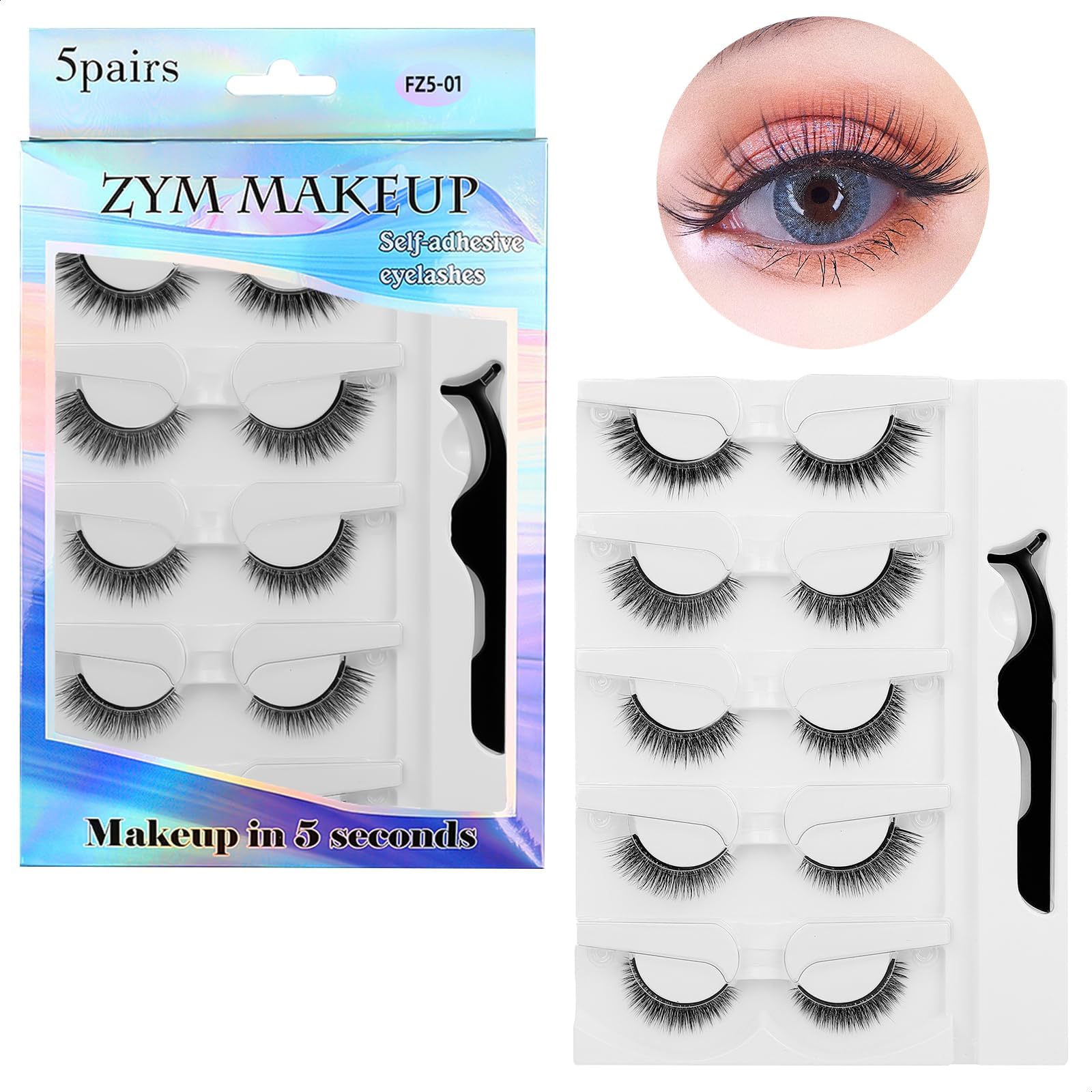 Amazon.com: Reusable Self Adhesive Eyelashes, 4PCs False Lashes Natural ...