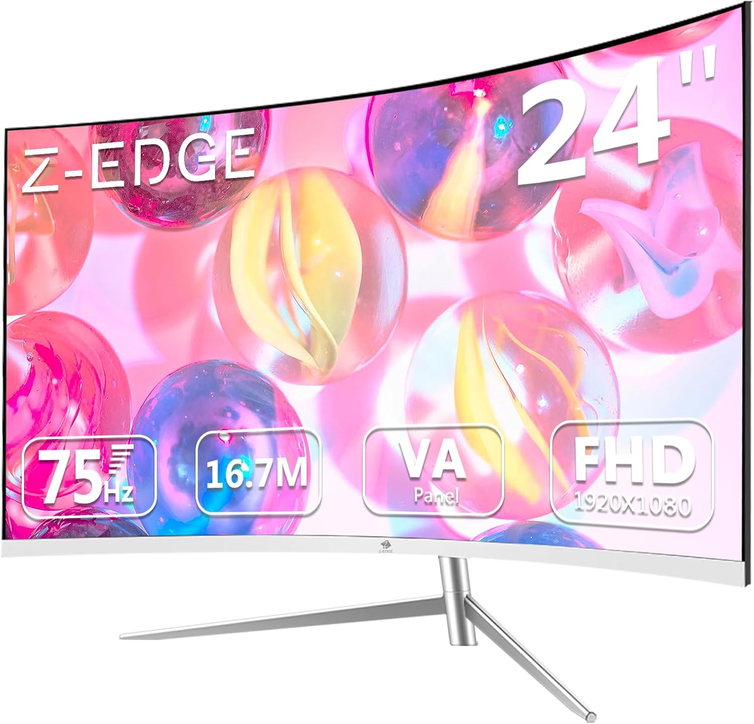 Monitor curvo Z-Edge de 24 polegadas Full HD 1920x1080 LED monitor de ...