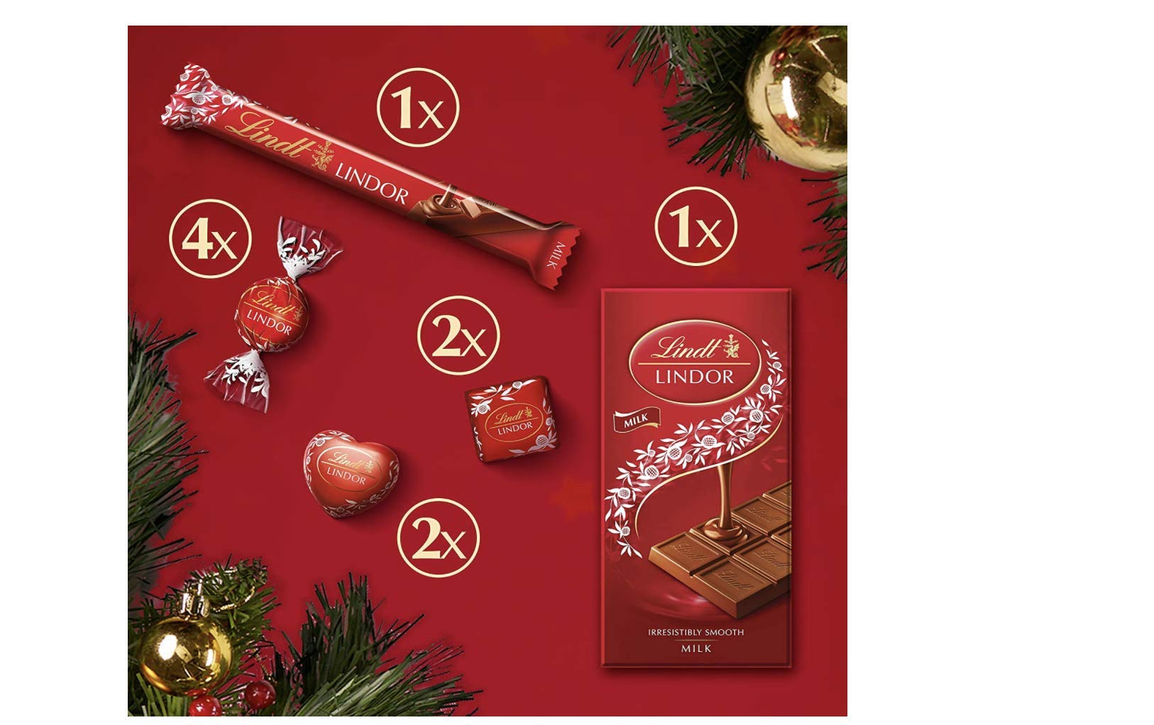 Lindt Lindor Milk chocolate christmas selection gift box, 234g- Buy ...