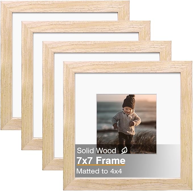 Amazon.com: KINLINK 7x7 Picture Frame, Natural Square Solid Wood Frames ...