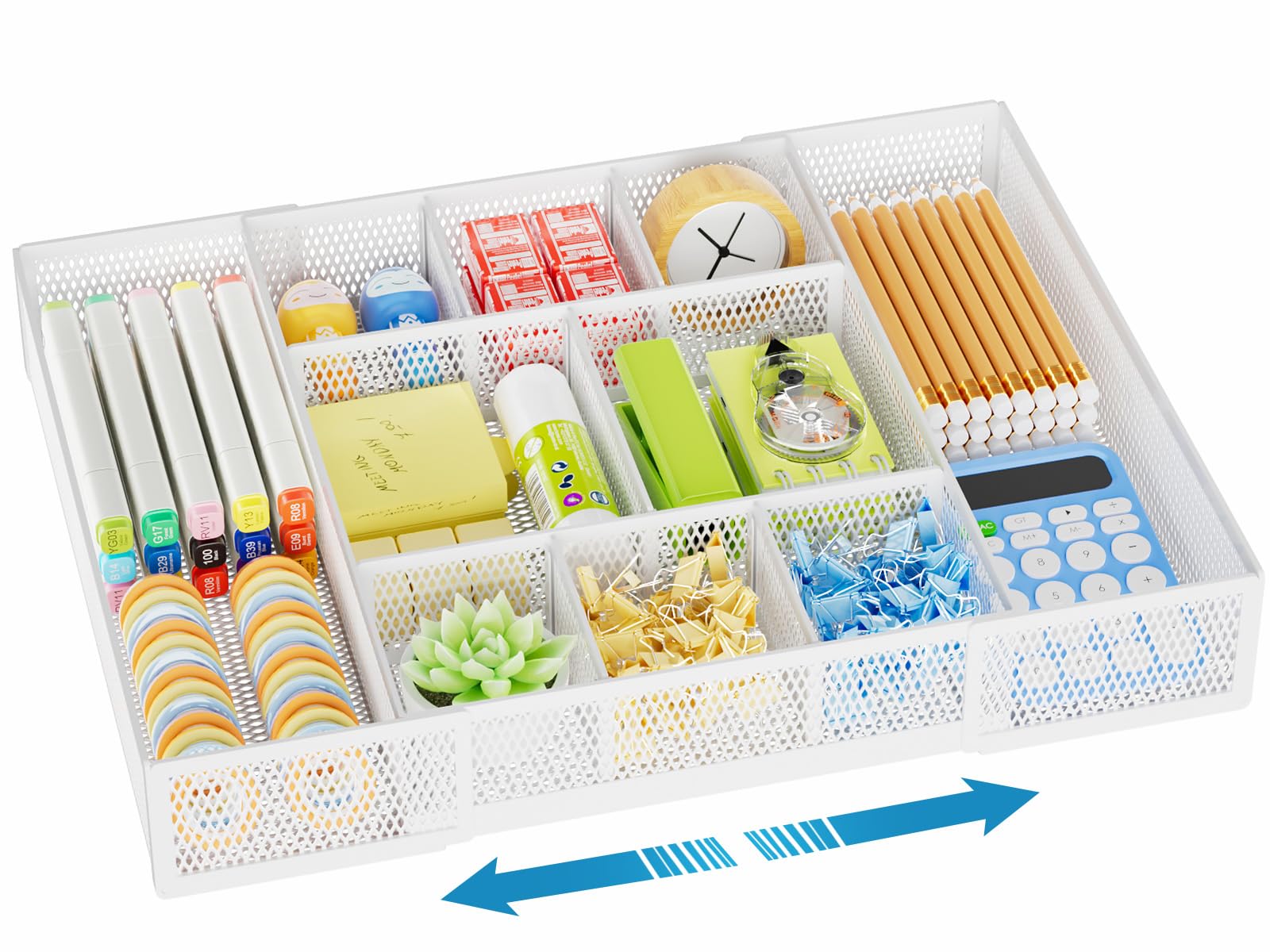 Amazon.com: Marbrasse Expandable Desk Drawer Organizer, Mesh Drawer ...