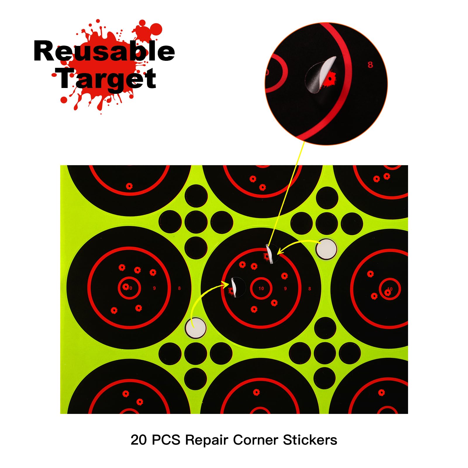 Snapklik.com : Reactive Shooting Target, 30 PCS 3" Self Adhesive Target ...