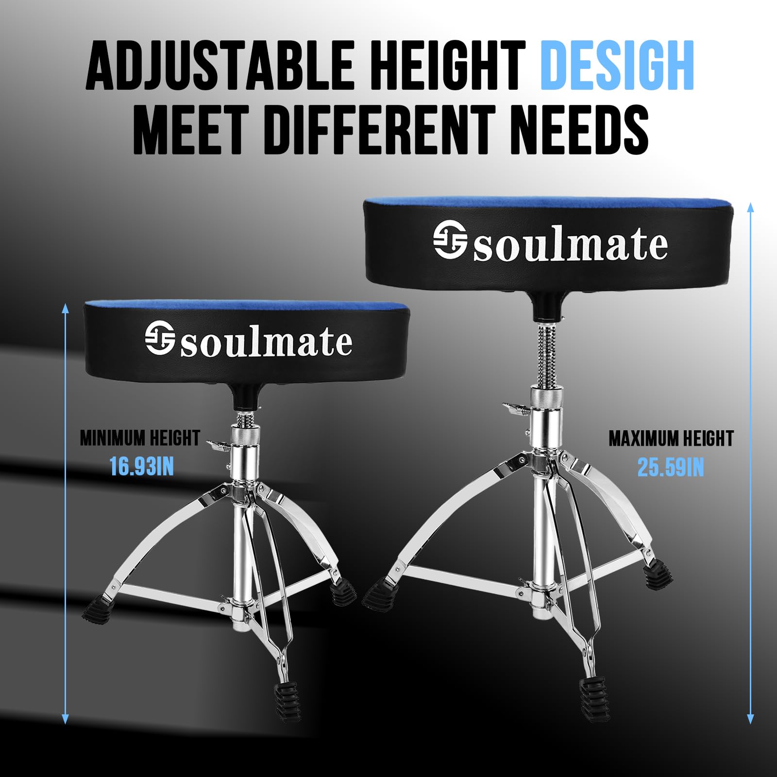 Snapklik.com : Soulmate Drum Throne Adjustable Height, Drum Stools Rotatable Padded Motorcycle ...