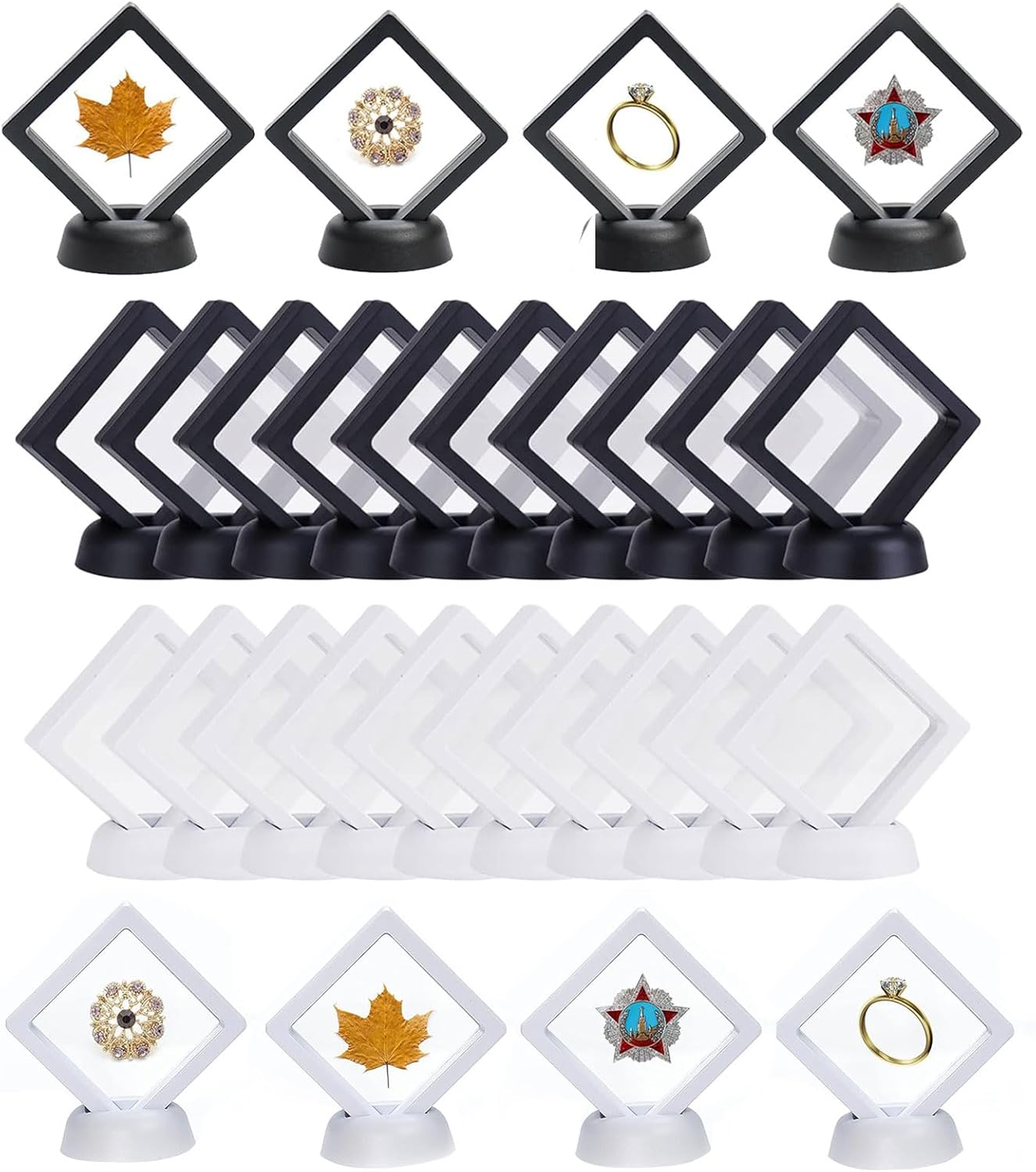 Huiaway 28 PCS 3D Floating Display Case, Transparent PE Coin Display ...