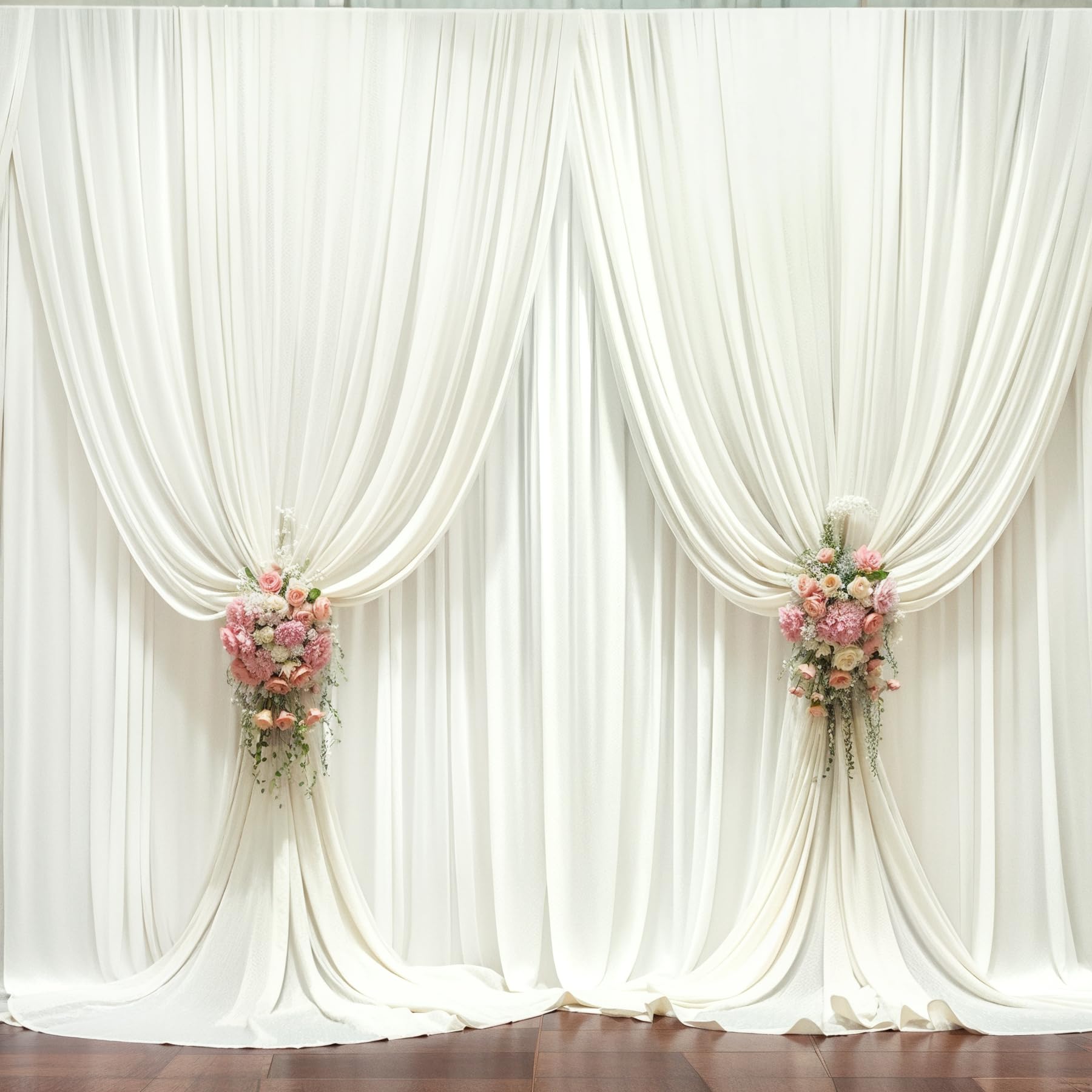 Amazon.com : 40ft x 10ft Wrinkle Free Ivory Wedding Backdrop Curtains ...