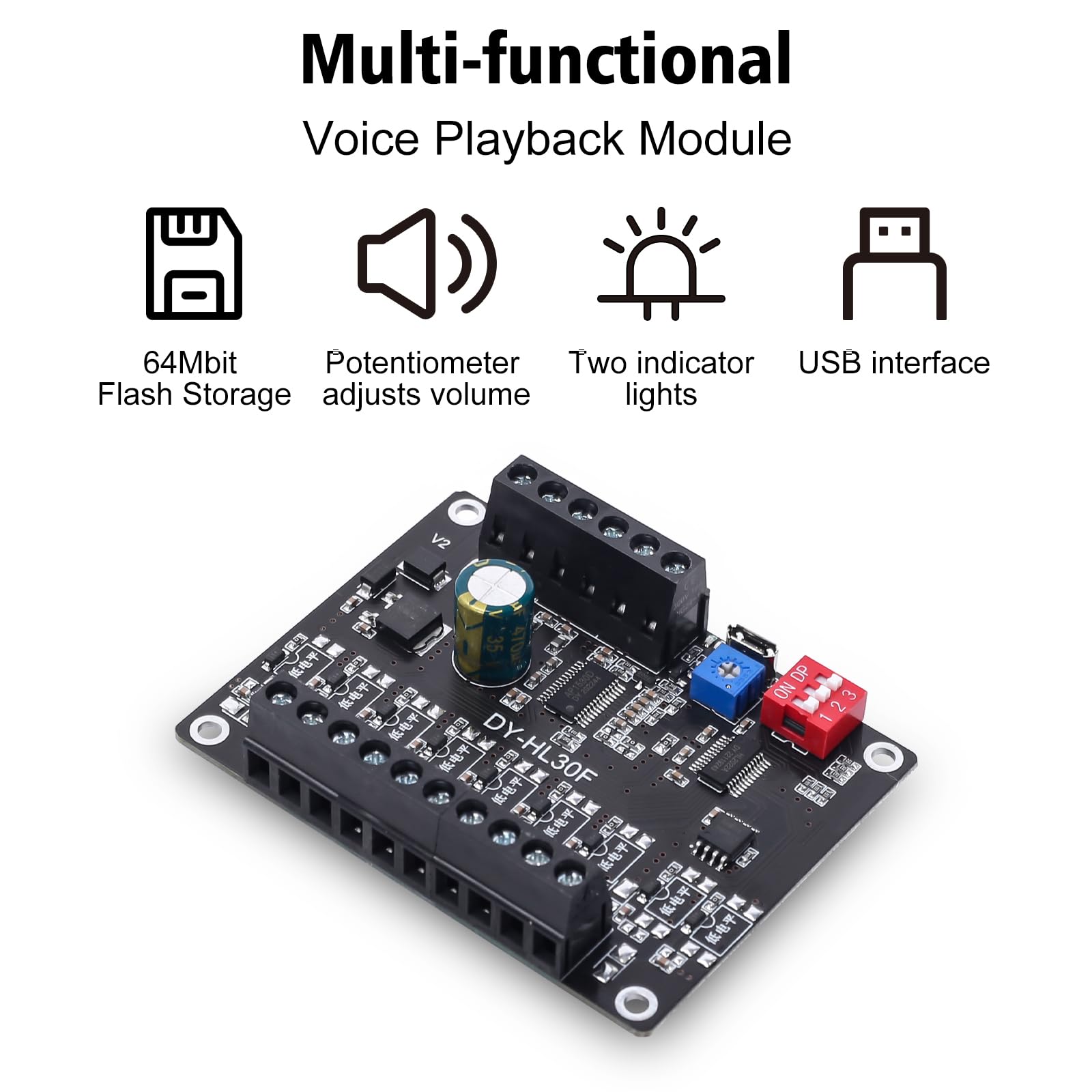 Snapklik.com : Voice Playback Module, DC 9-24V 30W Voice Broadcast ...