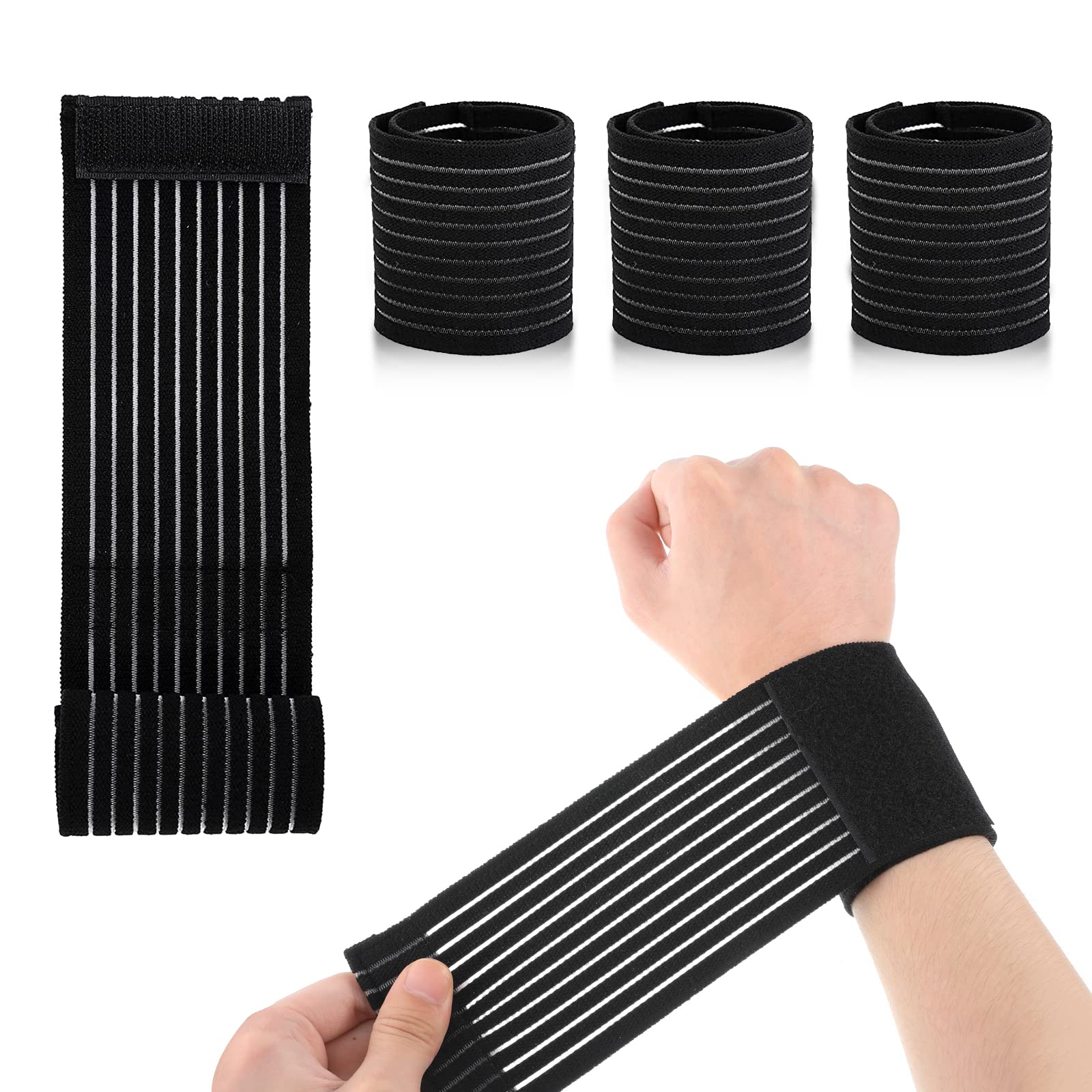 4Pcs Elastic Wrist Band Wrap Sports Wrist Bandage Velcro Wrist Guard ...