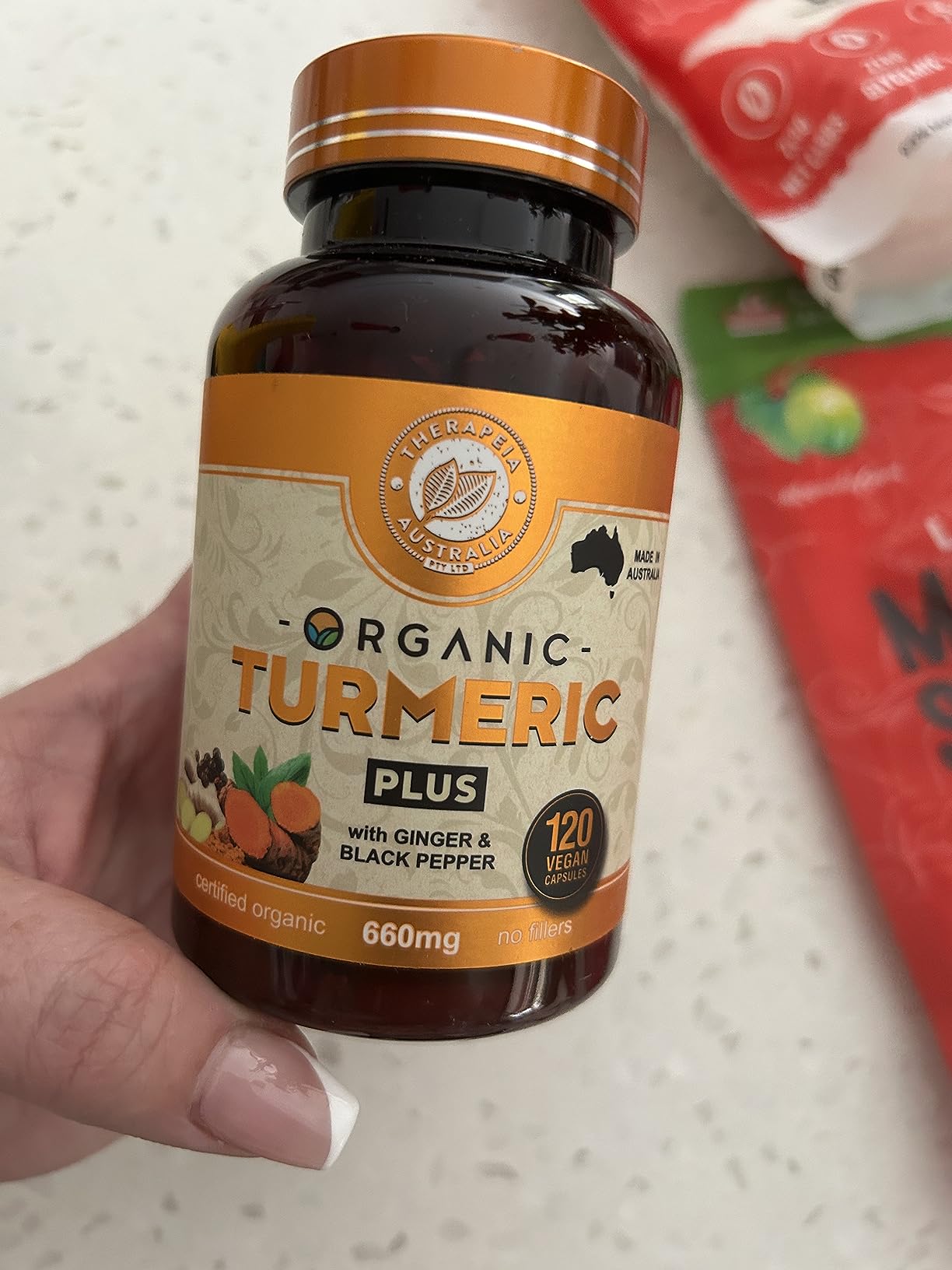 Organic Turmeric Capsules PLUS 120caps with black pepper and ginger ...