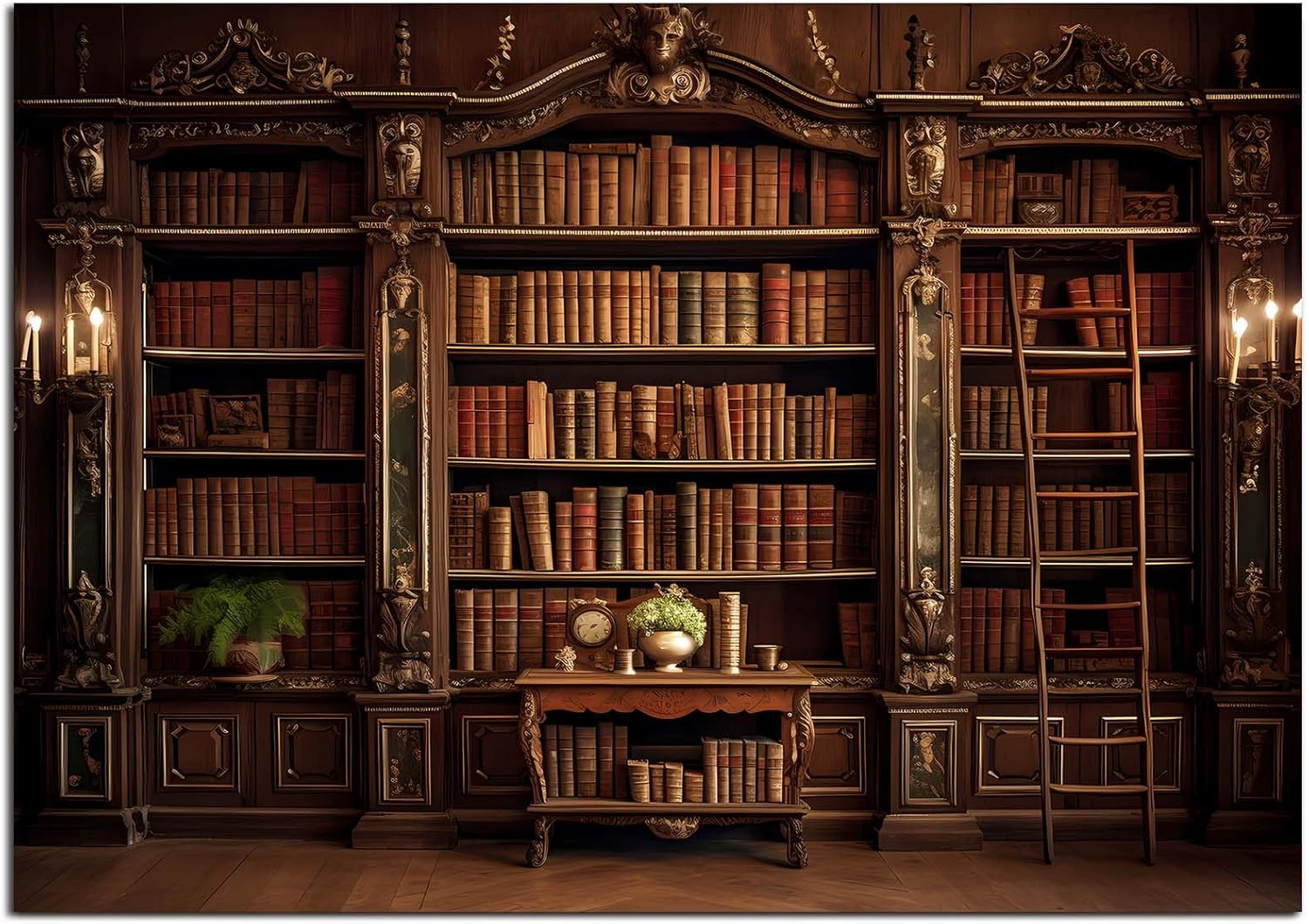 Vintage Bookshelf Backdrop Wizard Magic Library Books Photography ...