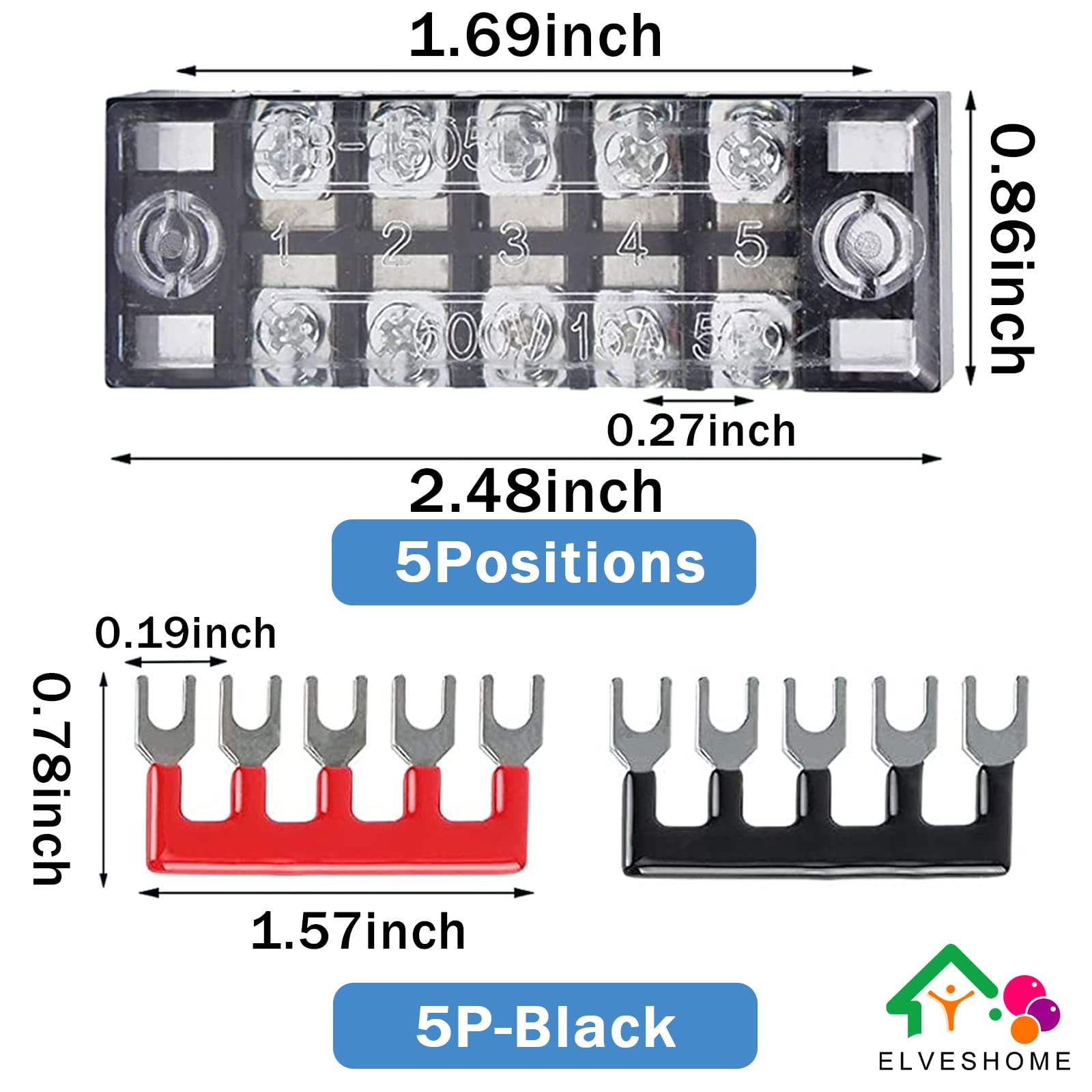Snapklik.com : Terminal Blocks 5 Position 12PCS 6 Set, Dual Row Buss ...