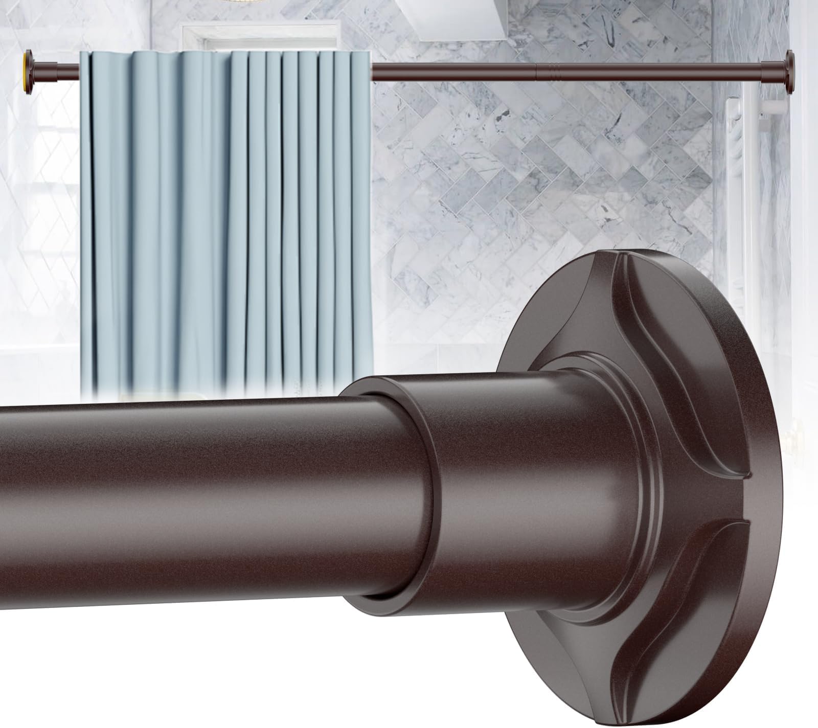 Amazon.com: Shower Curtain Rod, Curtain Rods No Drilling Bronze Shower ...