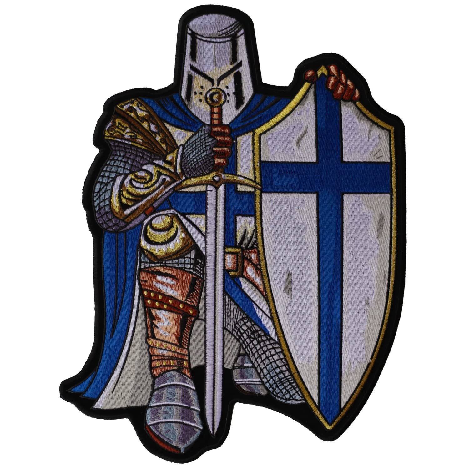 Amazon.com: Blue Knight Kneeling Knight Patch, Large Christian Back ...