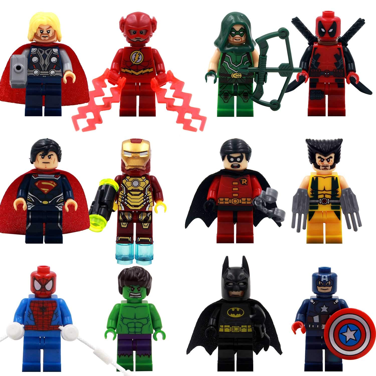 Buy 12 Psc Super Heroes Action Figures Set Mini Figures - Batman, Robin ...