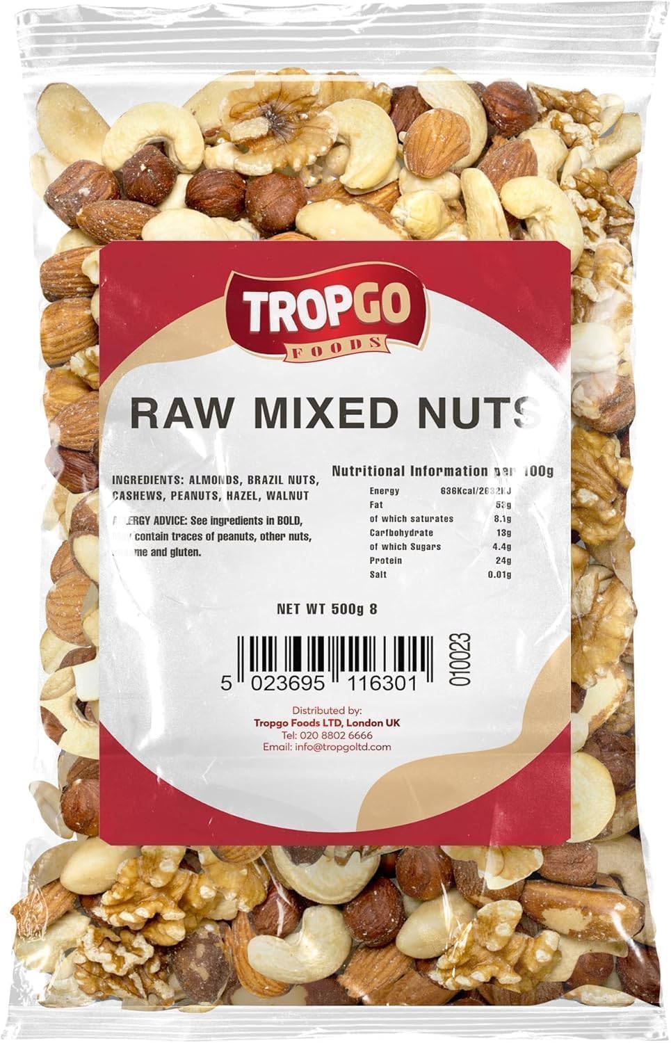 Tropgo Raw Mixed Nuts - 500g Nut Snacks - Packed Fresh, Healthy Jumbo ...