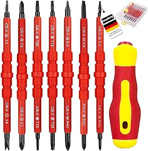 Insulated Screwdriver Set, 7 in 1 Chrome Vanadium Electrician ...