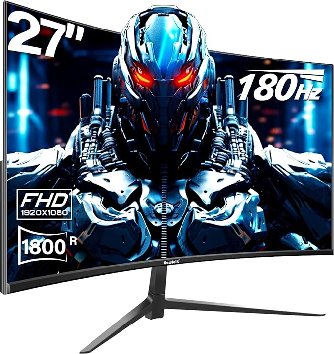 Amazon.com: Gawfolk 27 inch Curved Gaming Monitor,144Hz/180Hz PC ...