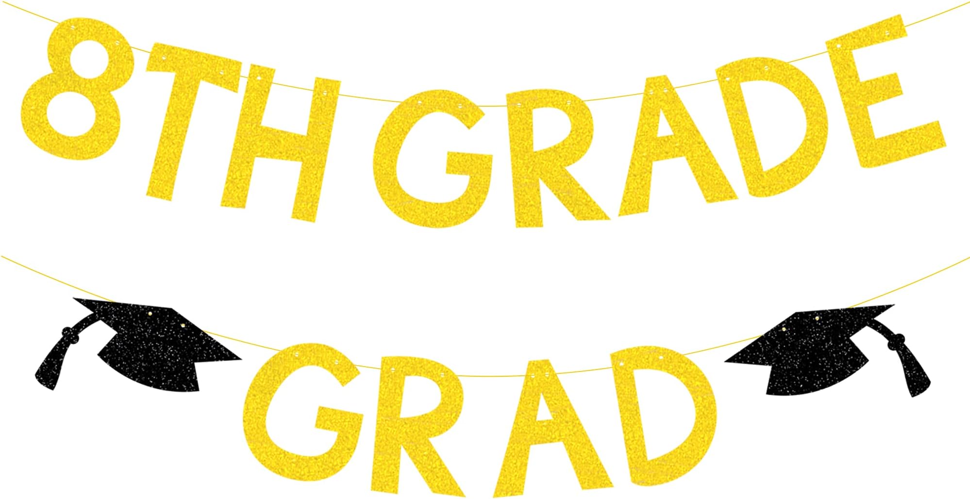 Amazon.com: 8th Grade Graduation Decorations 2024, Gold Glitter 8th ...