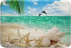 Ocean Themed Bath Rugs Hawaiian Beach Bathroom Mats,Seashell Conch ...