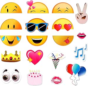 OPUHOHR 20 PCS Funny Smile Photo Booth Props, Happy, Angry and ...