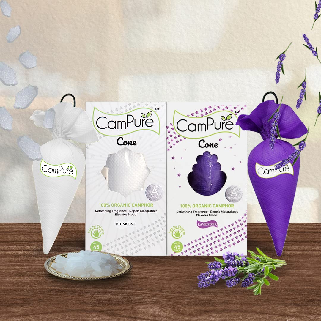 Buy CamPure Camphor Cone (Bhimseni + Lavender) - Room, Car and Air ...