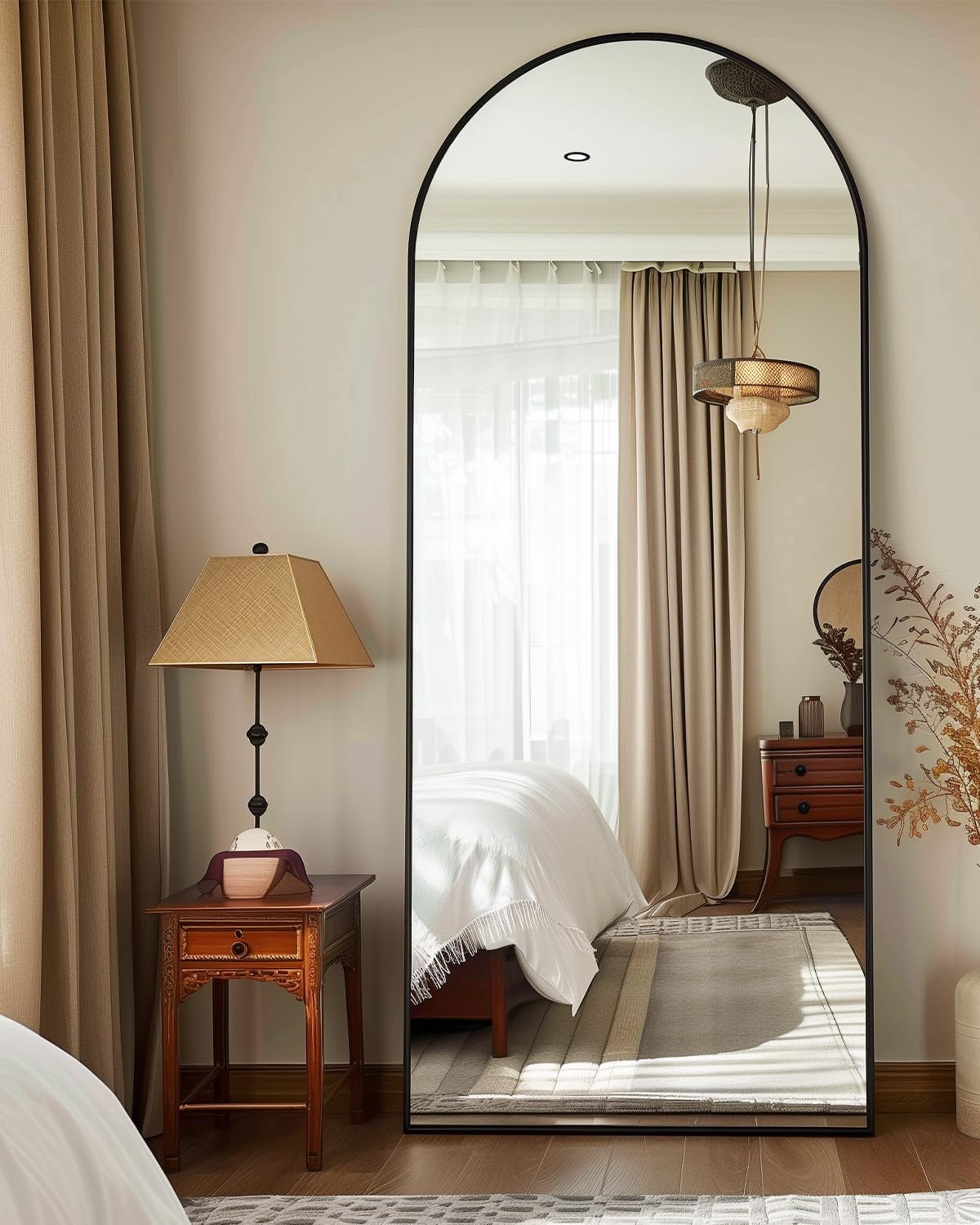 Amazon.com: LadyNow Full Length Mirror, 64"x21" Arched Floor Mirror ...