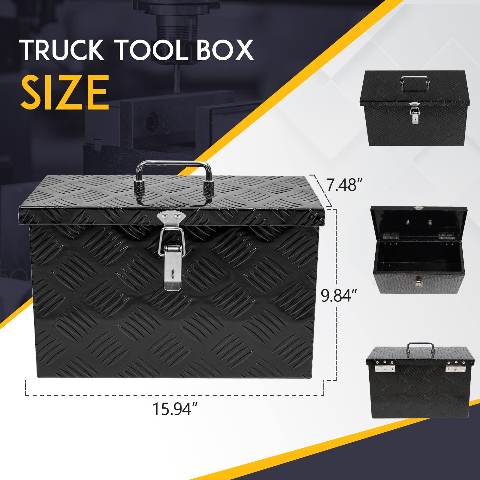 Snapklik.com : Edicapo 16 Inch Aluminum Tool Box For ATV Truck And ...