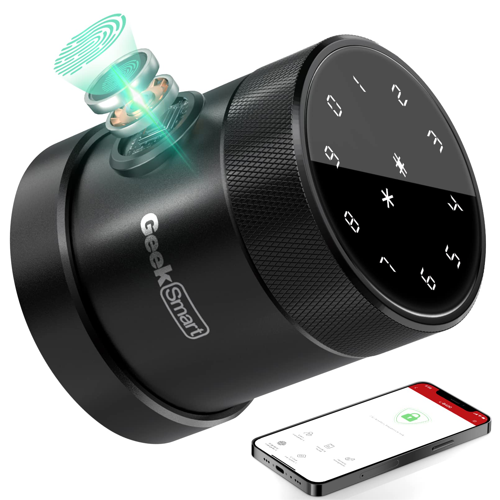 Geek Smart Door Lock, Fingerprint Door Lock Keyless Entry Door Lock with Keypad Smart Door Knob ...