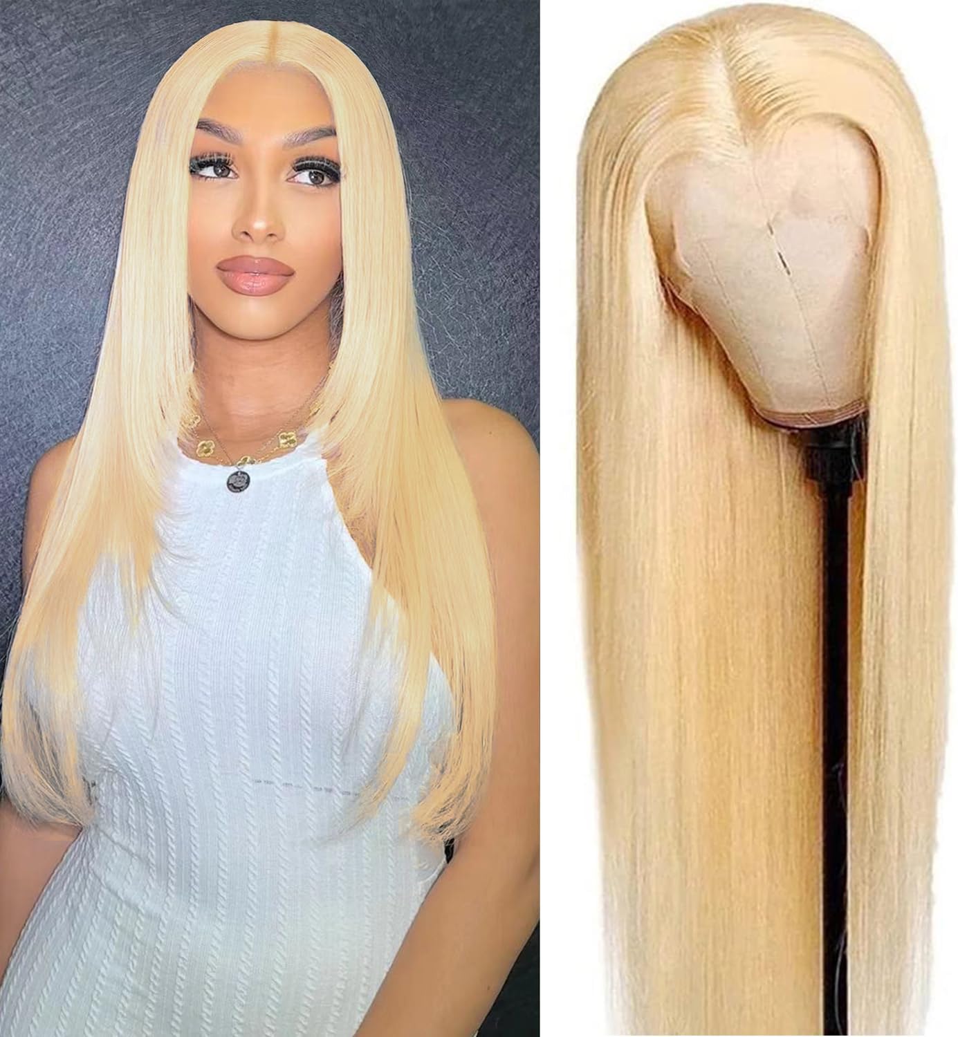 Amazon.com : 16 Inch 613 Lace Front Wig Human Hair 13x6 Transparent ...