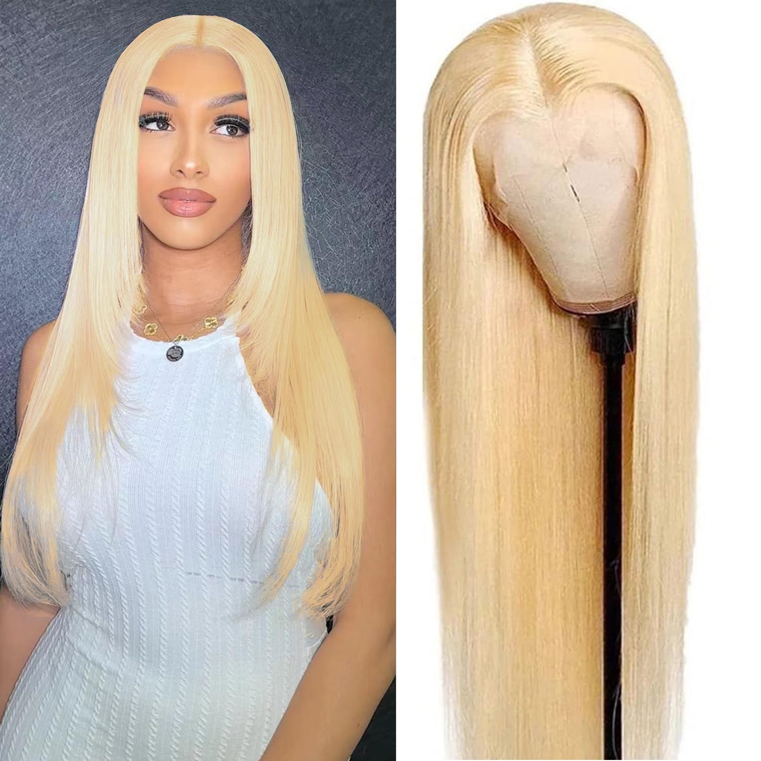 Amazon.com : 16 Inch 613 Lace Front Wig Human Hair 13x6 Transparent ...