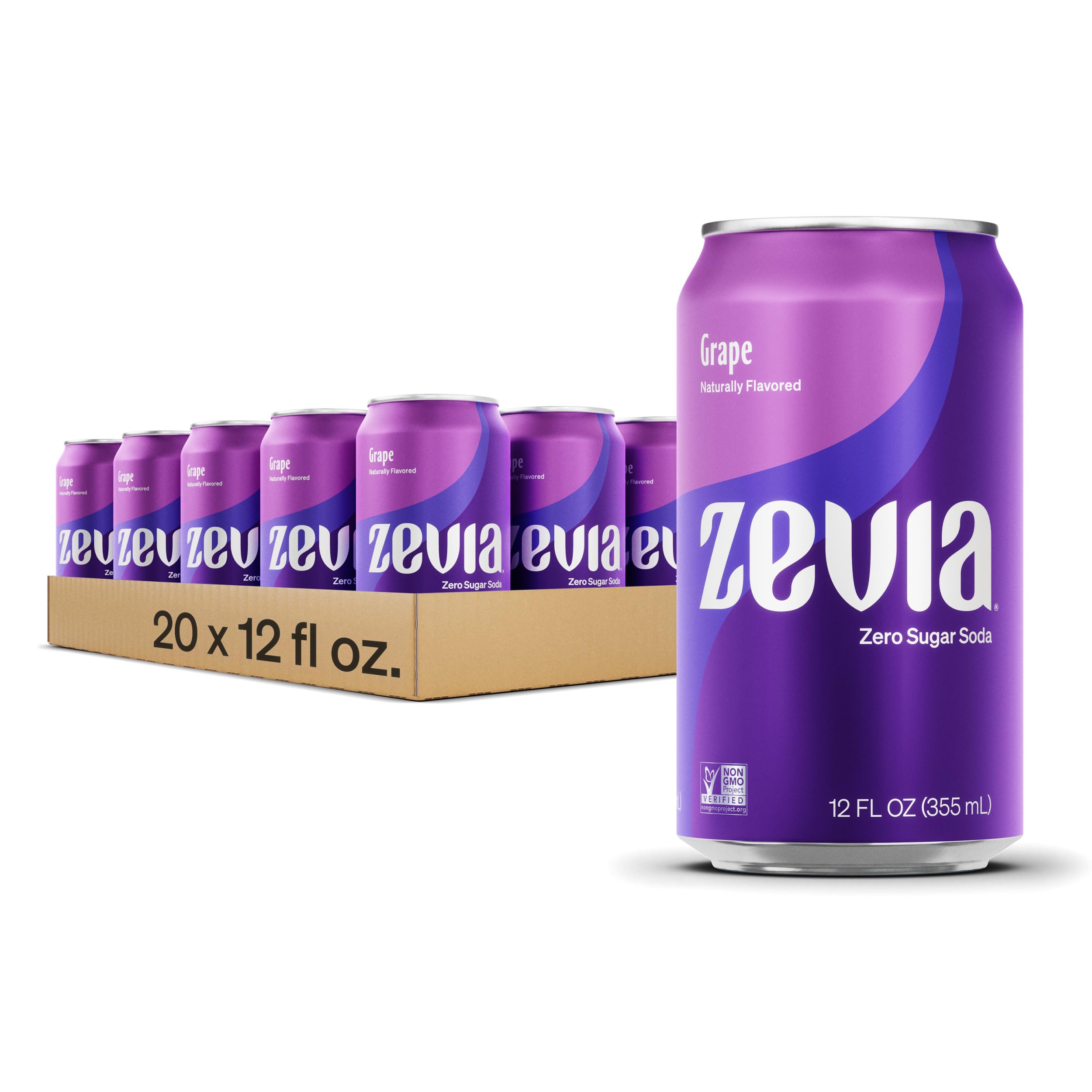 Amazon.com : Zevia Zero Calorie Soda, Grape, 12 Ounce Cans (Pack of 20 ...
