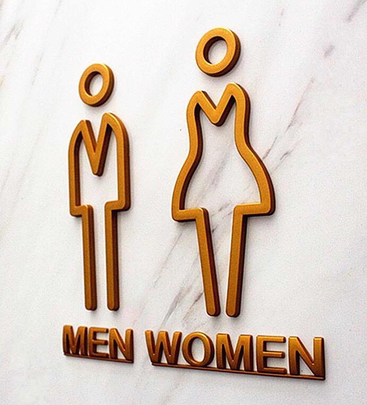 Amazon.com: WellieSTR (Gold Bathroom Toilet Restroom Sign Door ...