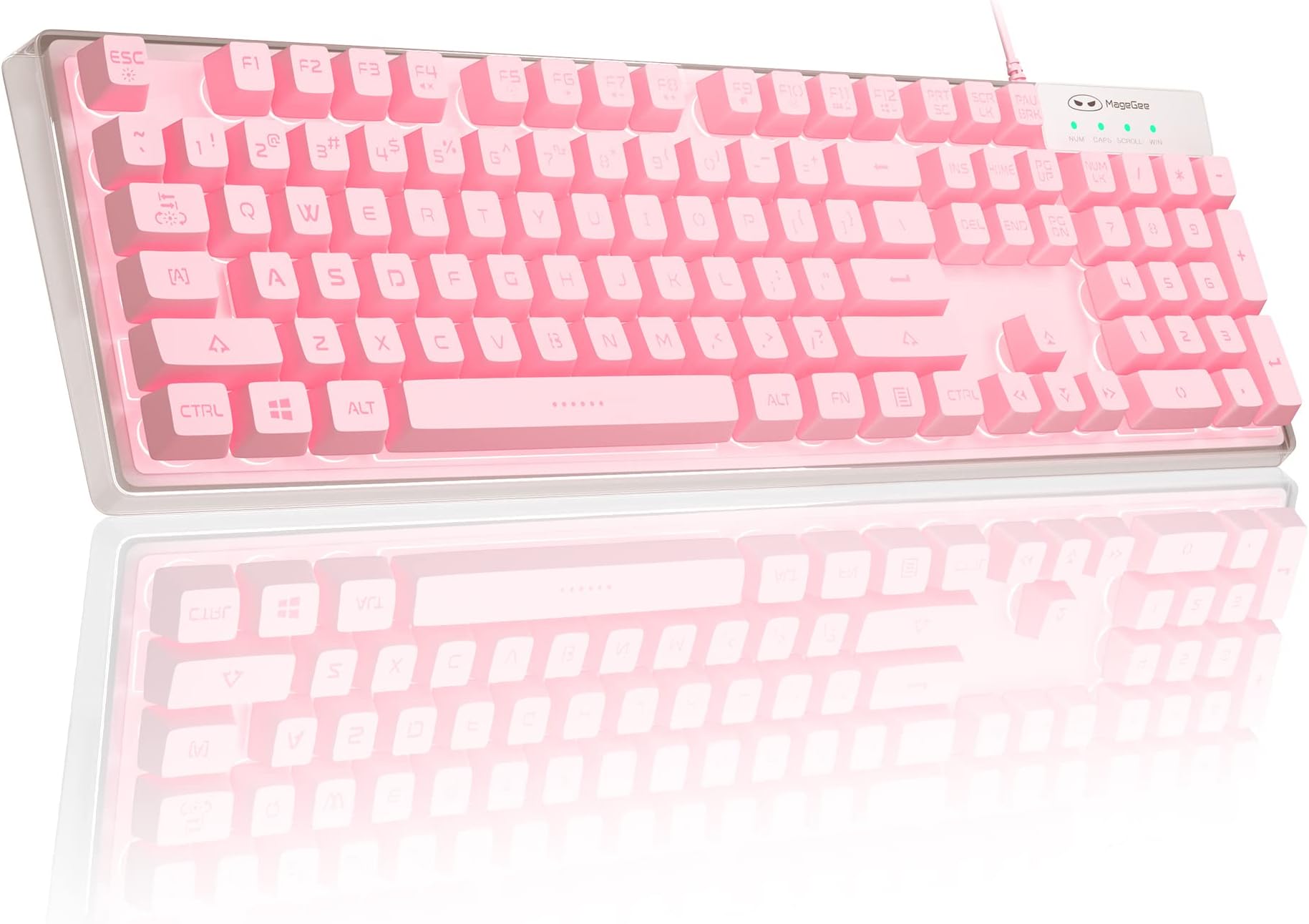 Amazon.com: Basaltech Pink Keyboard with 7-Color LED Backlit, 104 Keys ...