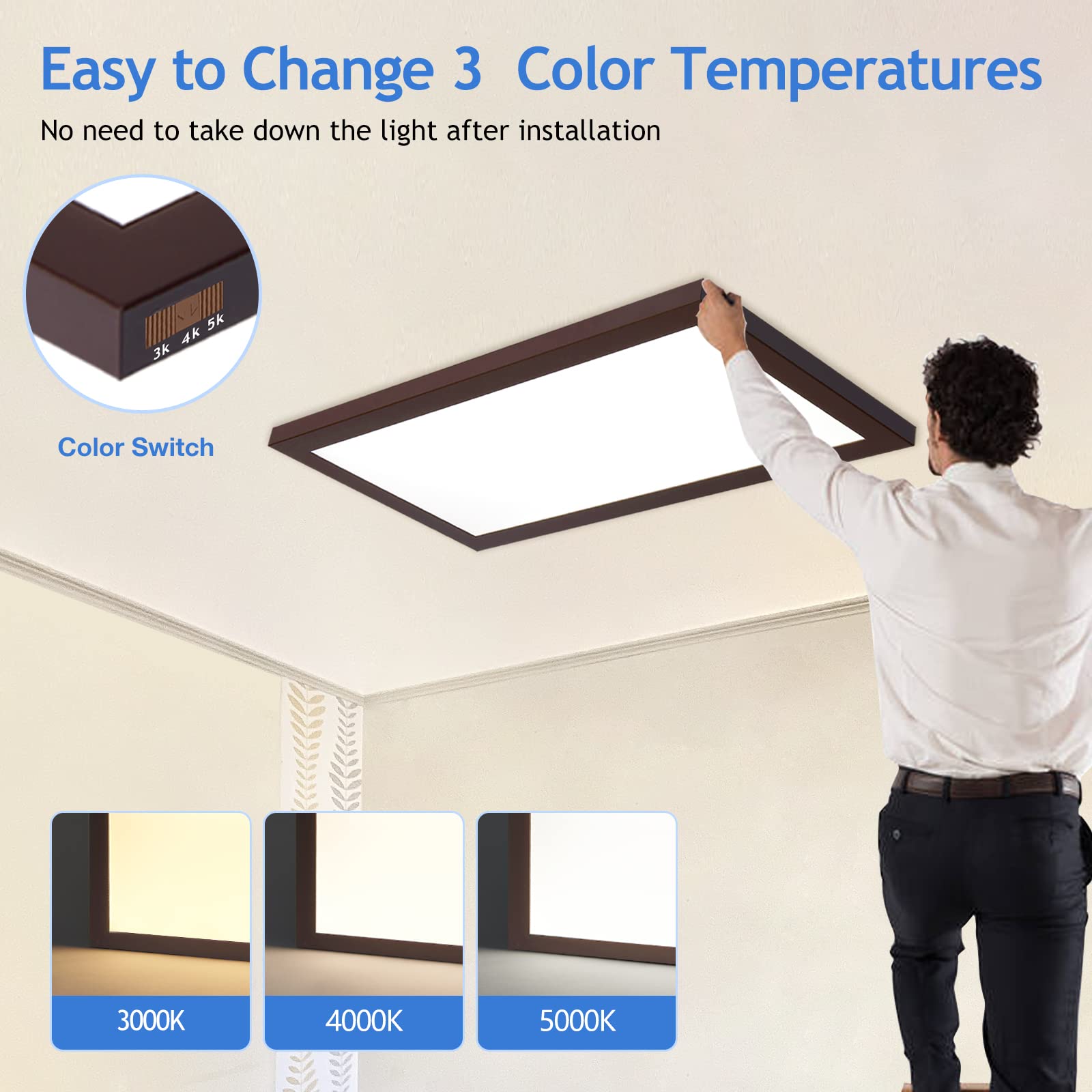 Pelogona 1x2 LED Flat Panel Light, Rectangular Flush Mount Ceiling ...
