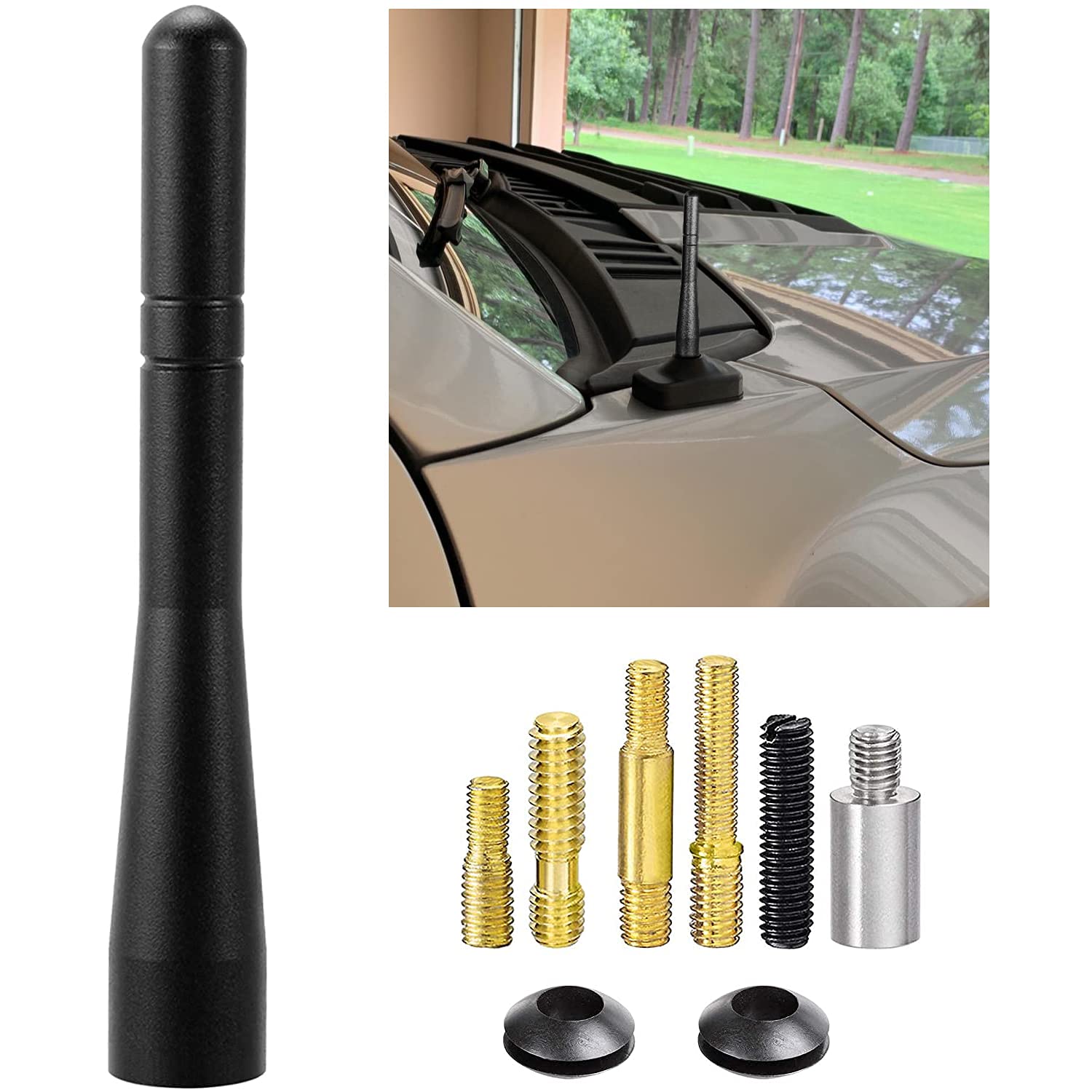 Buy Bingfu Vehicle Short Antenna Mast Car Truck Antenna Replacement for ...