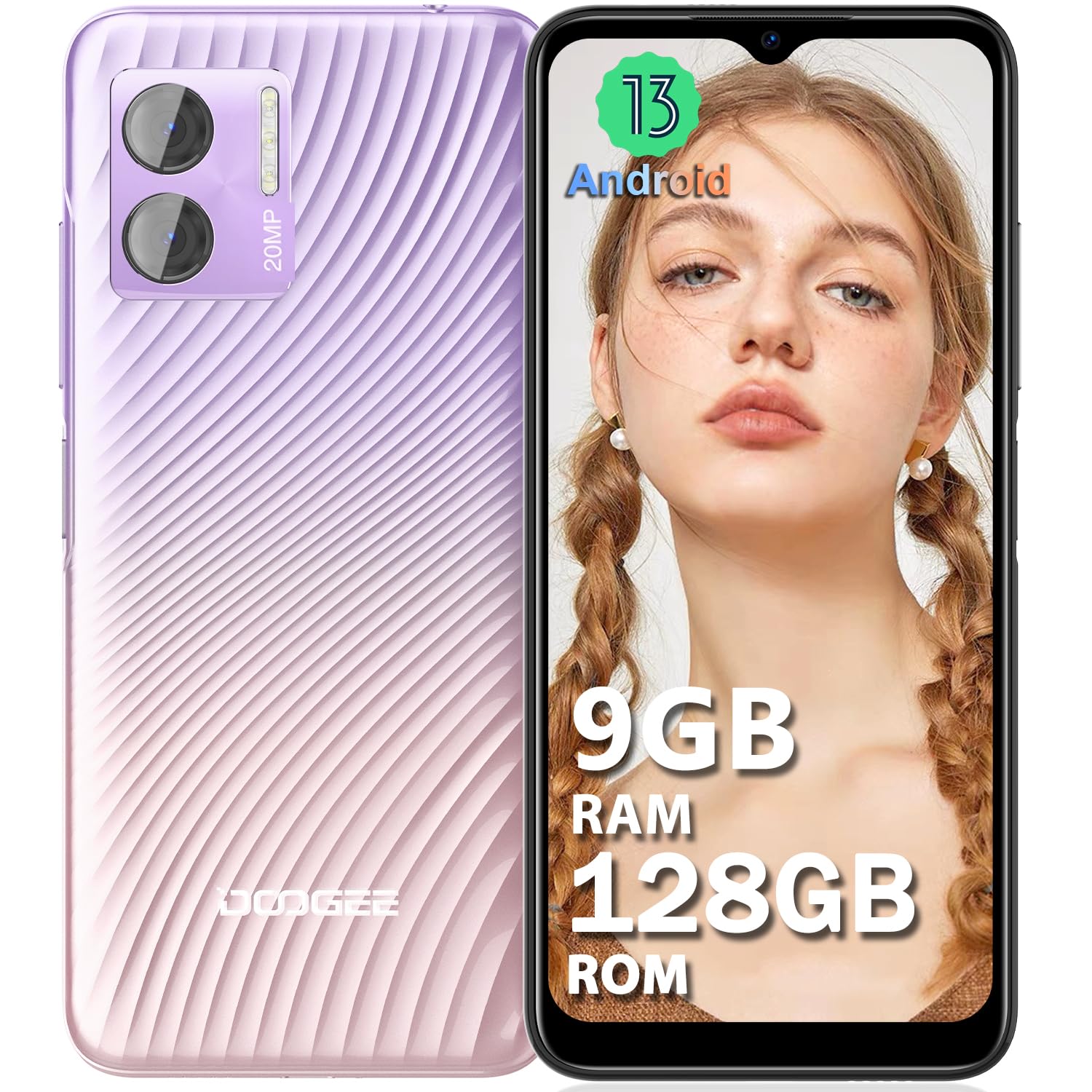 DOOGEE N50S Telephone Portable [2024], 9GB RAM + 128GB ROM Android 13 ...