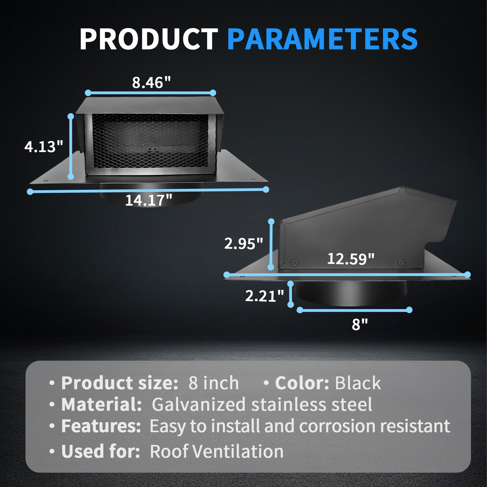 Snapklik.com : Ackweng Roof Vent Cap, Roof Vents 8 Inch, Removable Roof ...