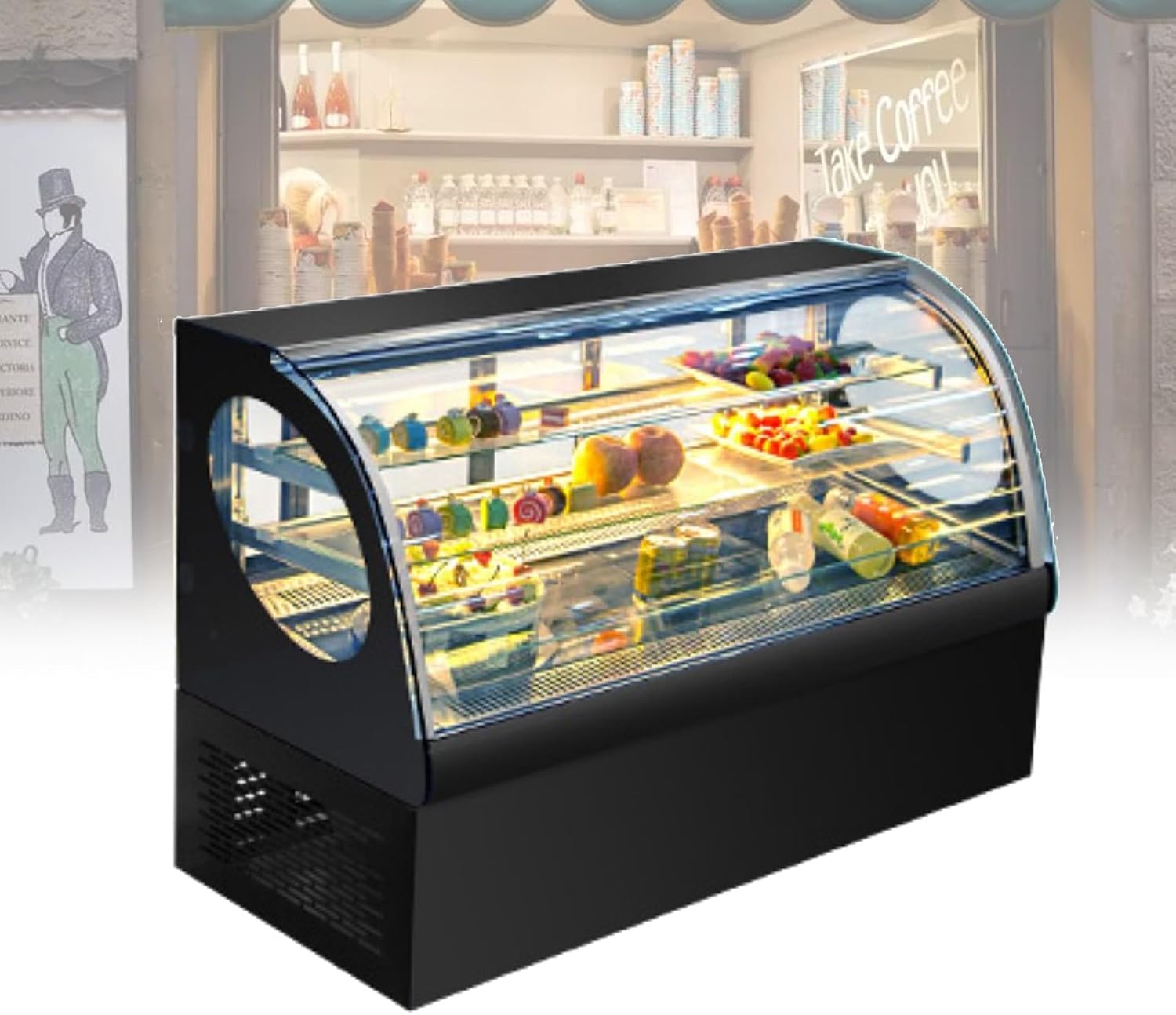 Amazon.com: 35" Curved Glass Refrigerator Display Case, Countertop ...
