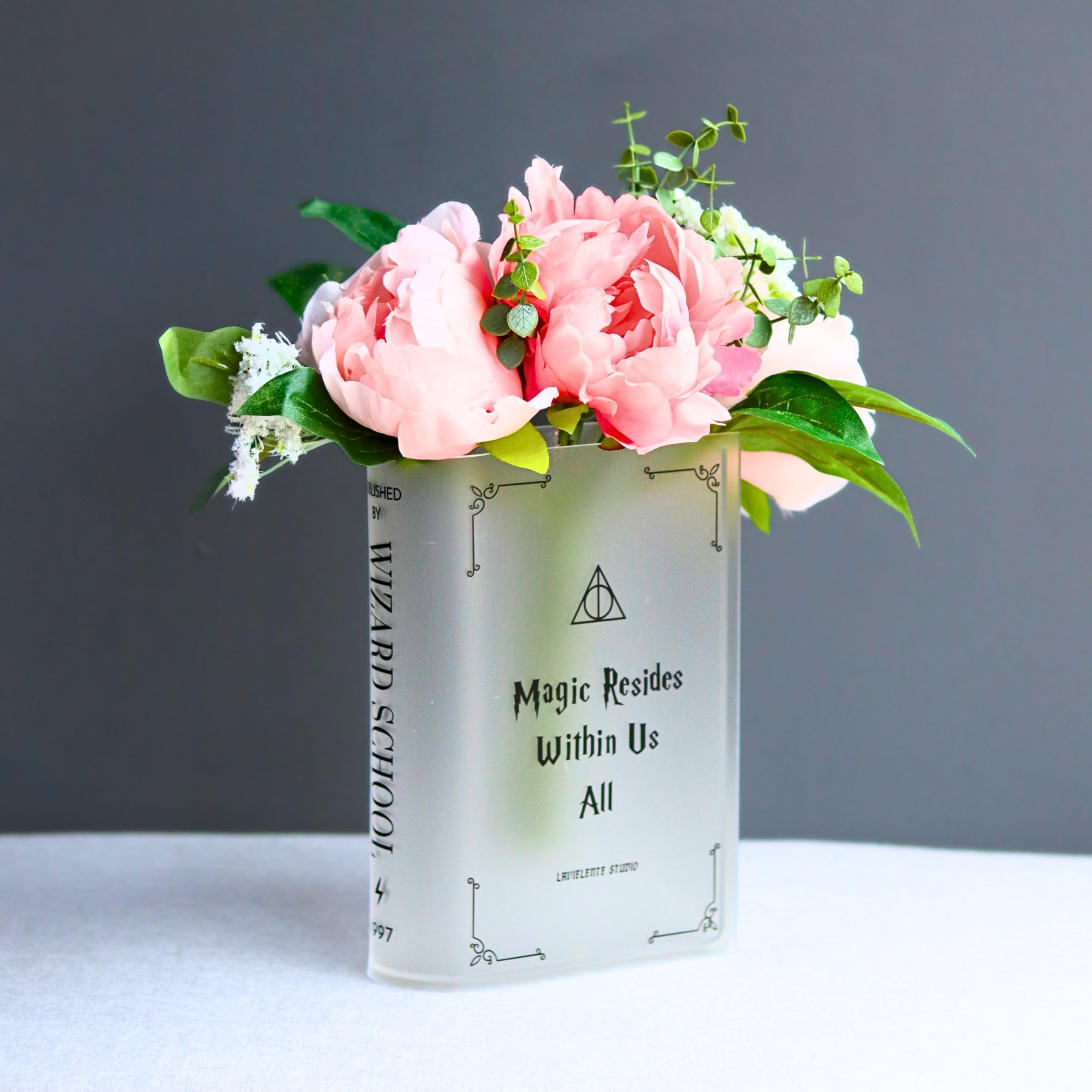 Amazon.com: Acrylic Book Vase for Flower Lovers Magic-inscribed Home ...